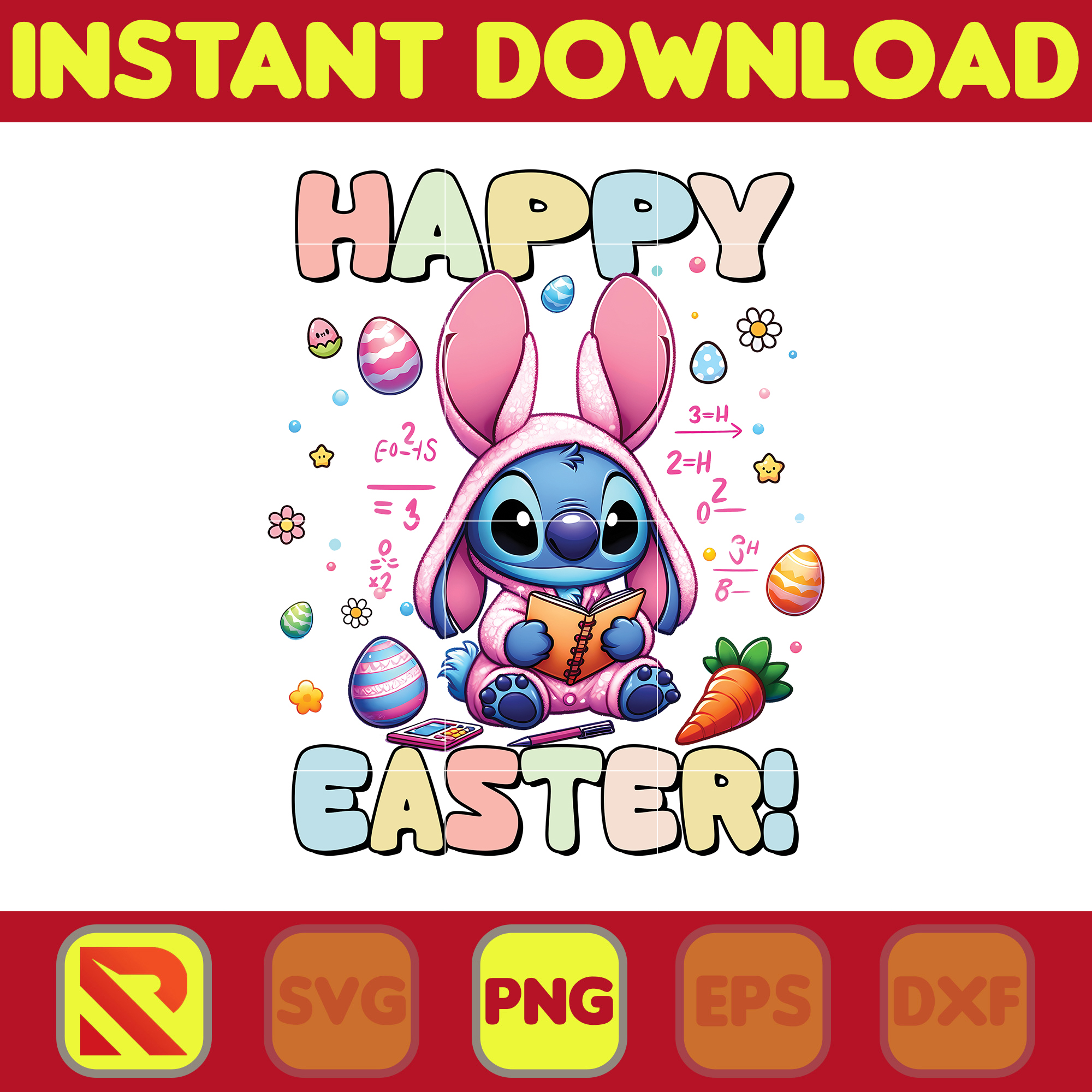Happy Easter Stitch Png, Pink Cartoon Stitch Png, Cartoon Ea | Inspire ...