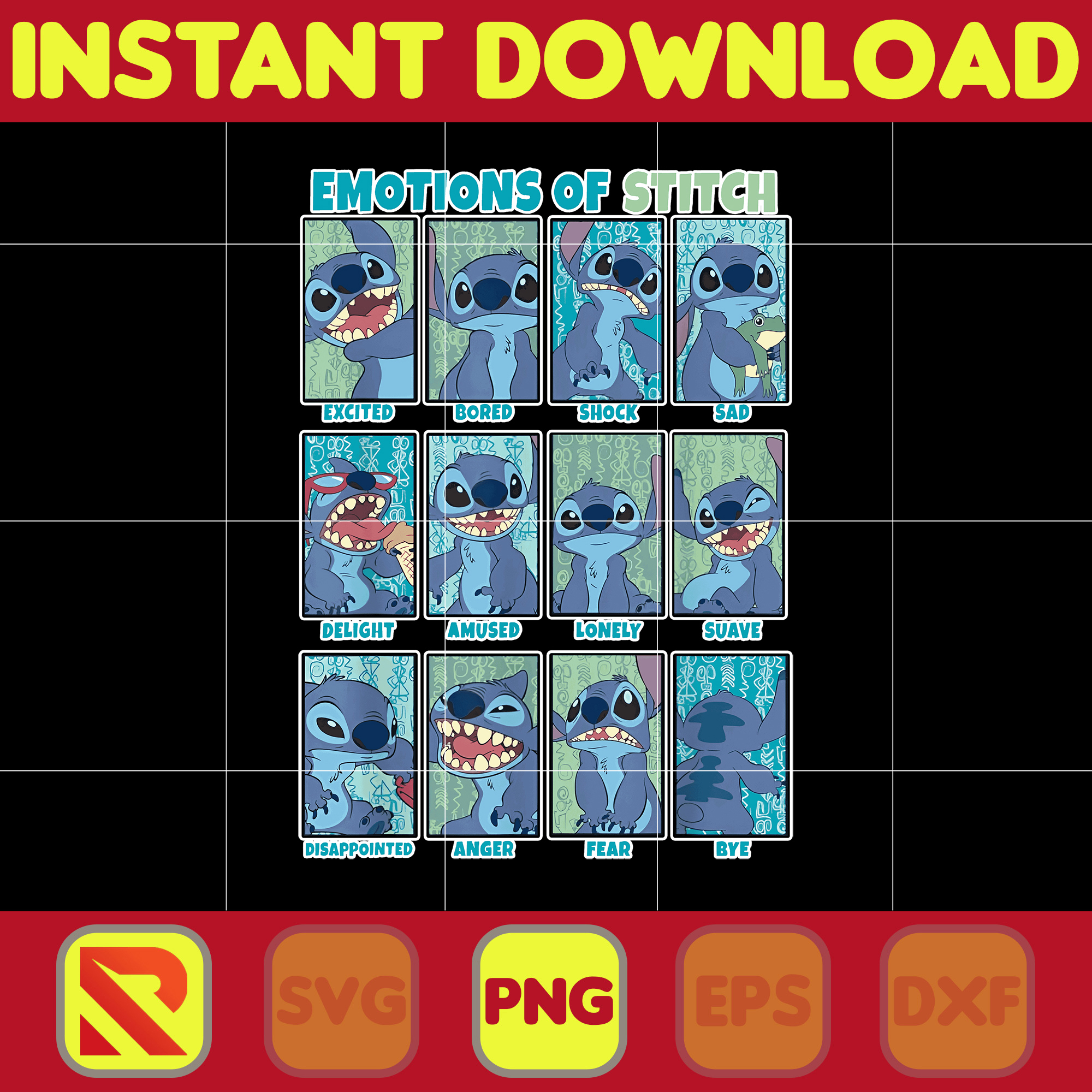 Disney Lilo & Stitch Emotions Of Stitch Panels Png, Stitch P | Inspire ...