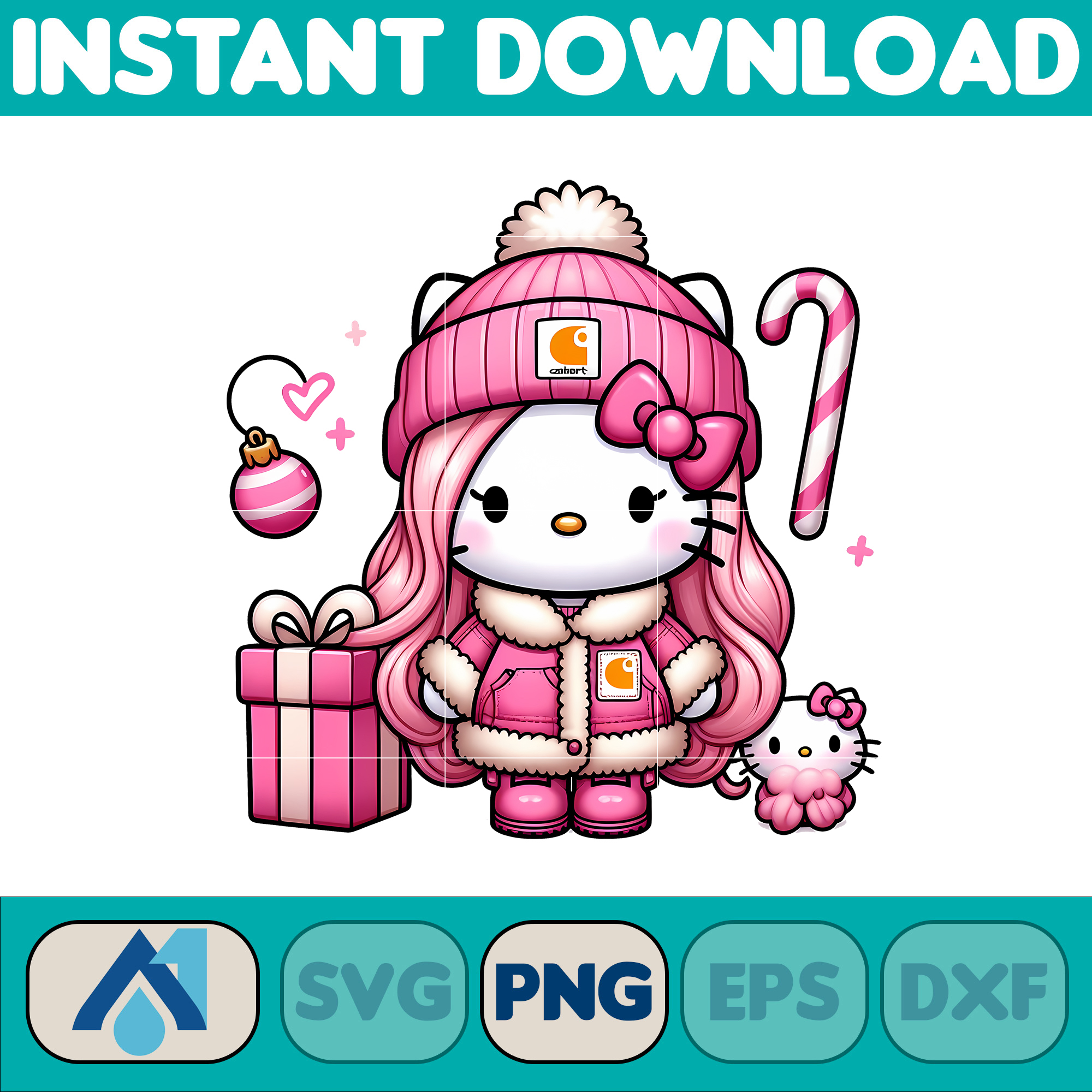 Hello Pink Kitty PNG, Hello Christmas Kitty PNG, Pink Christ | Inspire ...