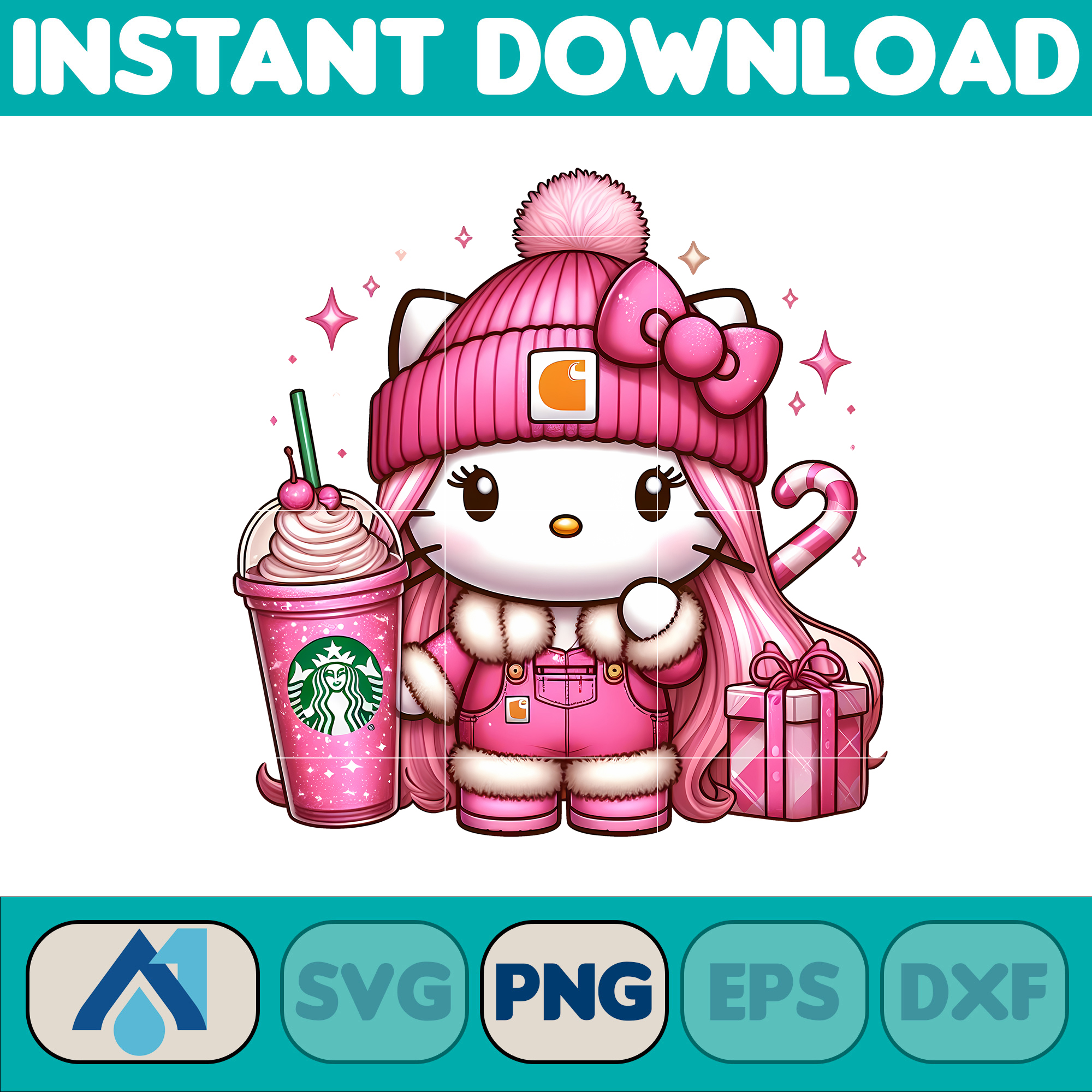 Hello Pink Kitty PNG, Hello Christmas Kitty PNG, Pink Christ | Inspire Uplift