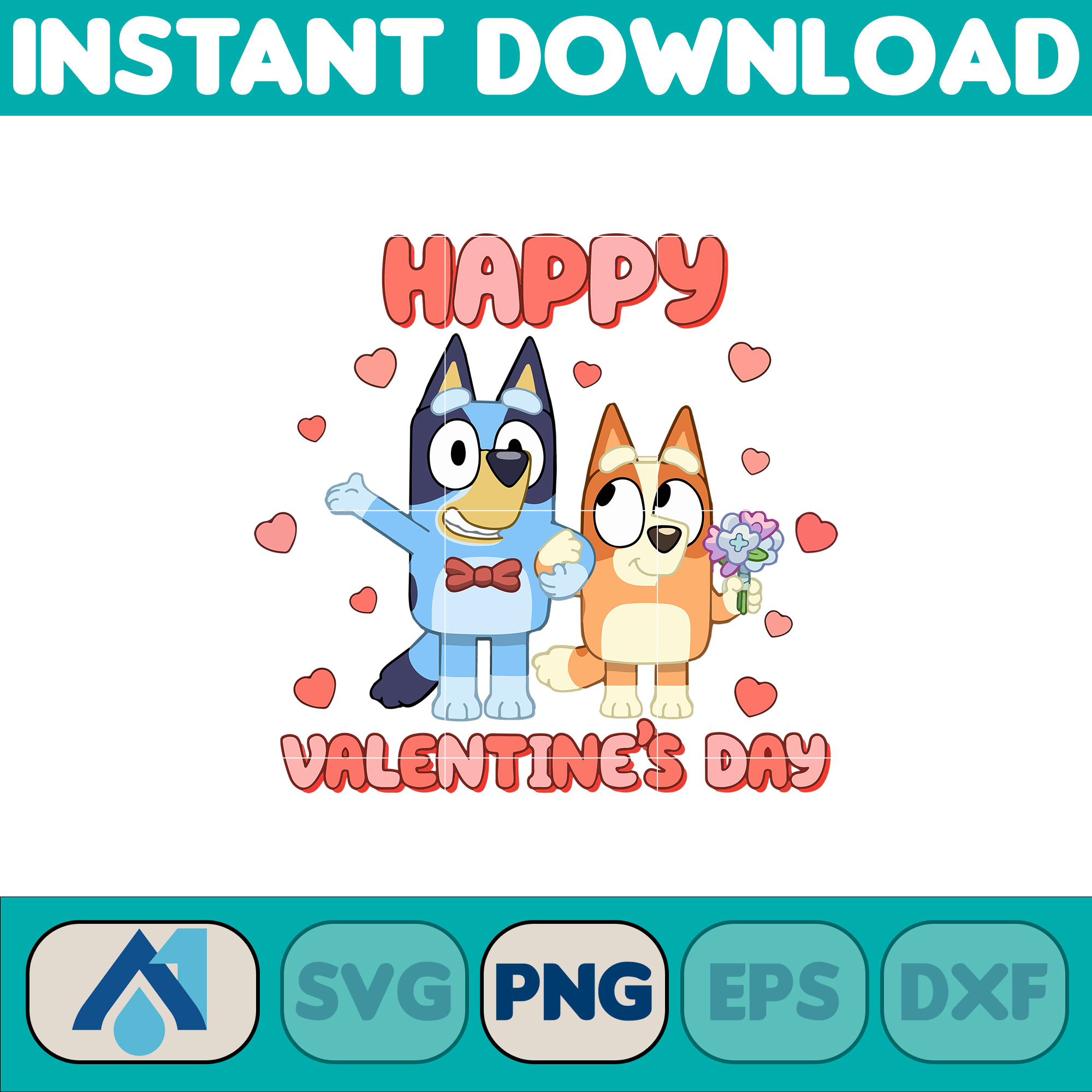Bluey And Bingo Couple Png, Bluey Valentines Day Png, Blue D | Inspire ...