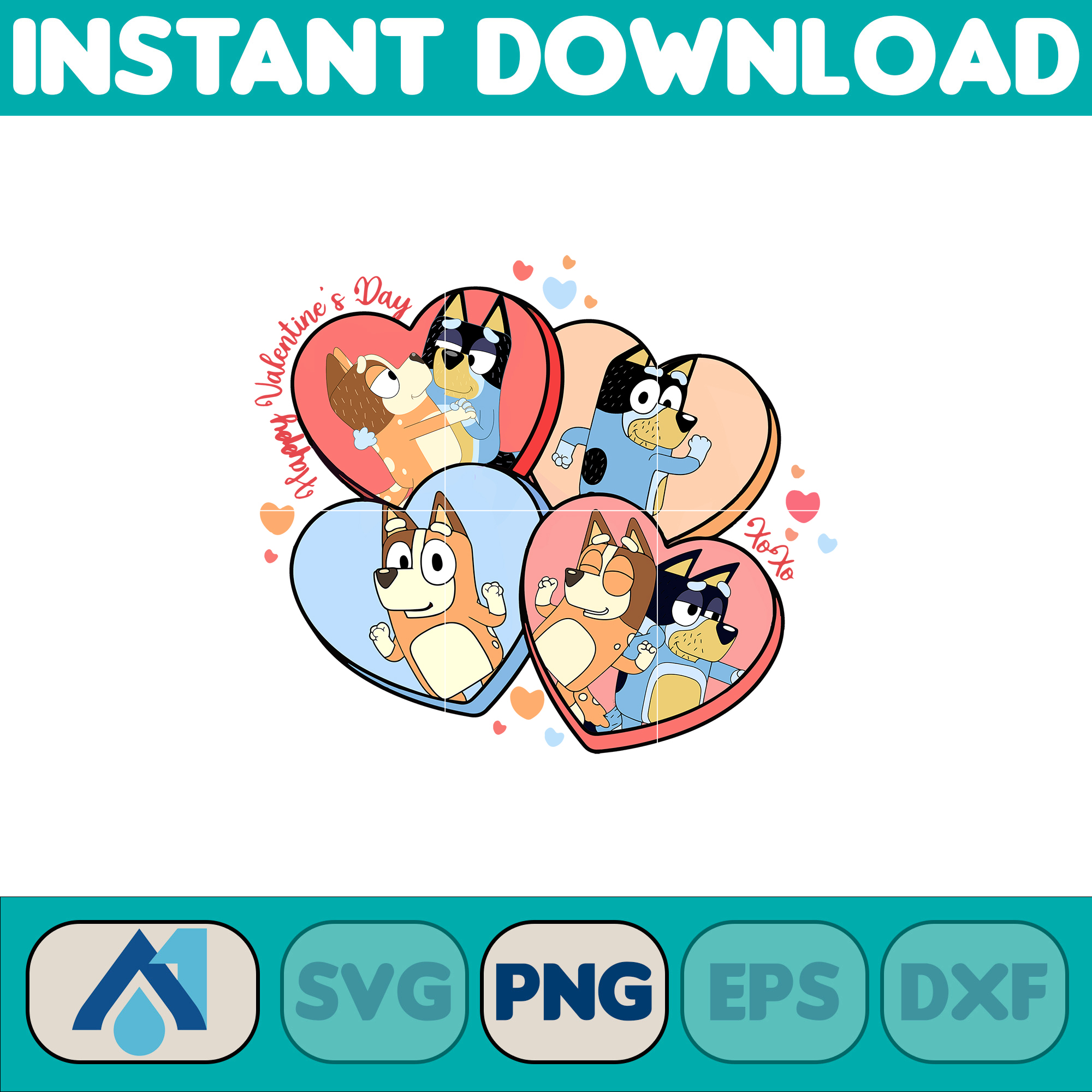 Bluey And Bingo Couple Png, Bluey Valentines Day Png, Blue D | Inspire ...
