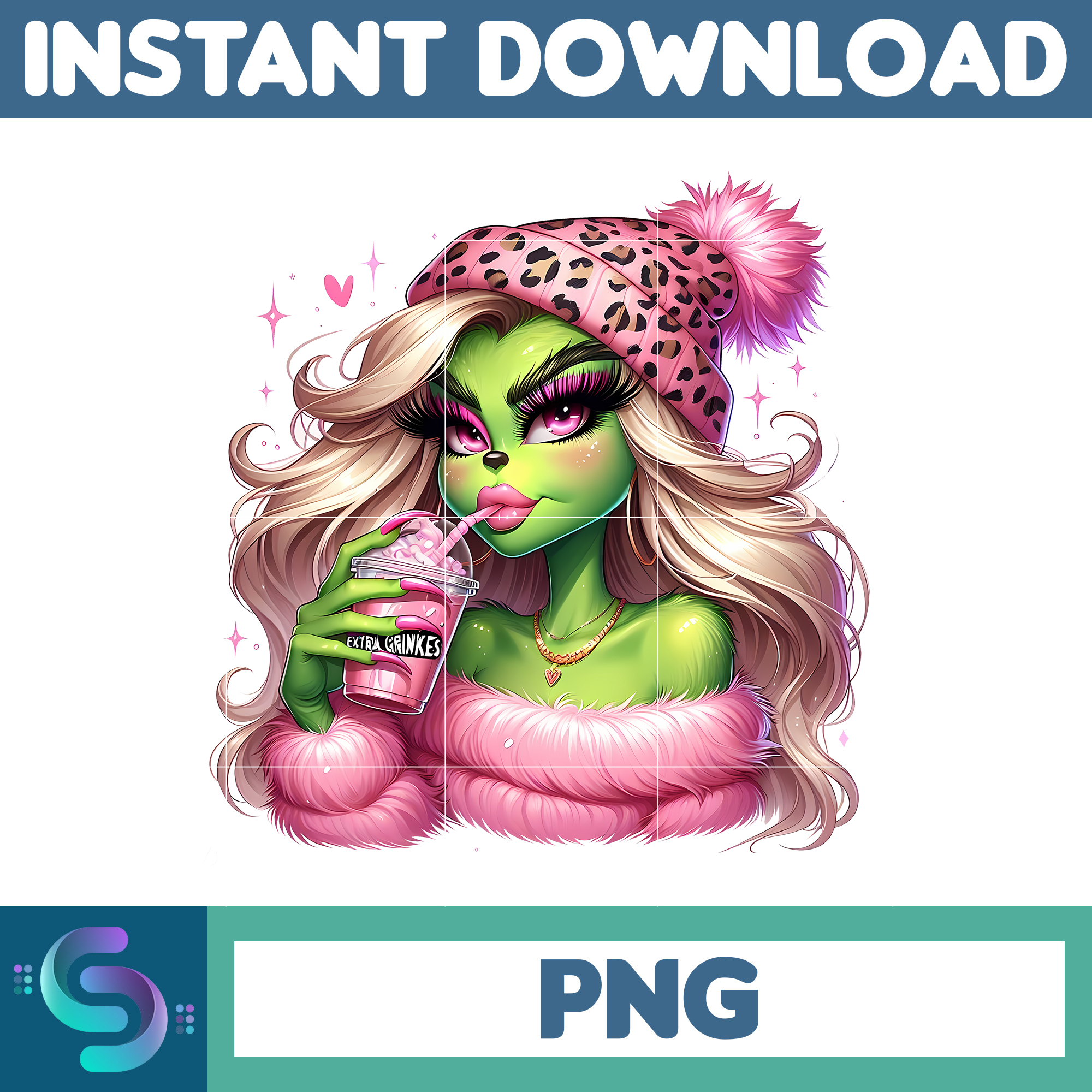 Pink grinch Girl Cartoon Boujee Leopard Coffee Png, Colorful | Inspire ...