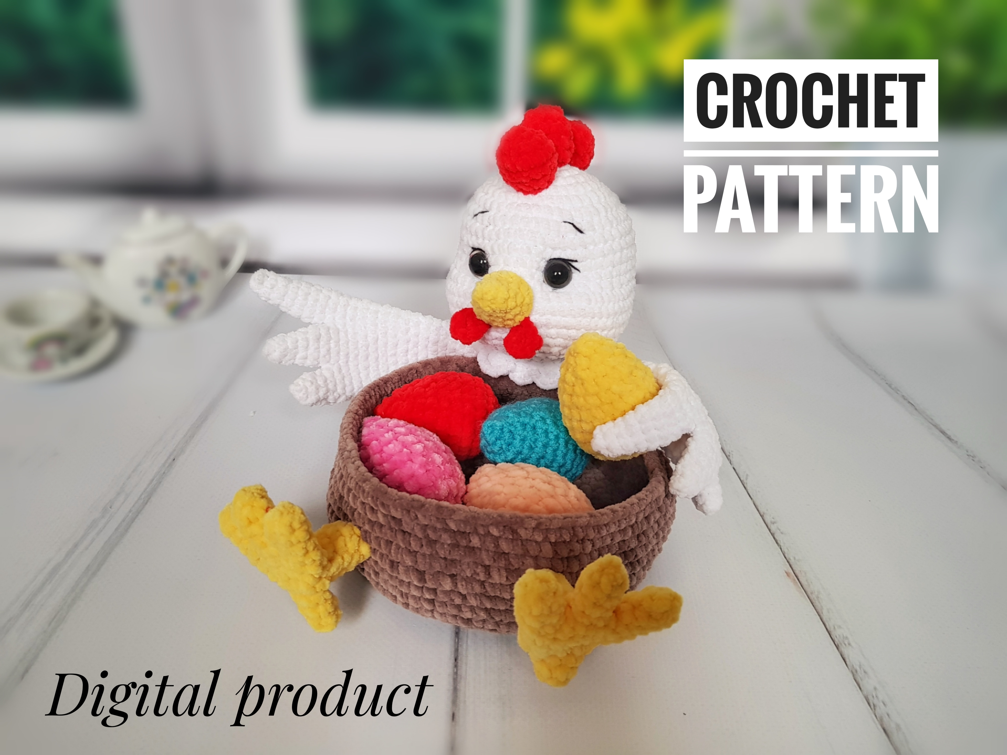 Crochet pattern amigurumi Easter hen basket with eggs, Easte | Inspire ...