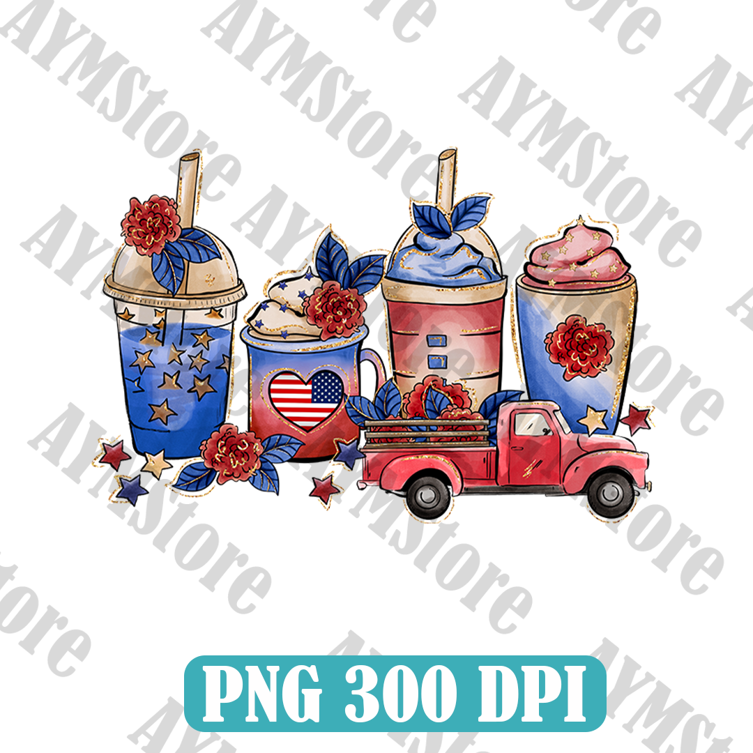 4th of July Coffee PNG, 4th of July Png, Coffee Png | Inspire Uplift