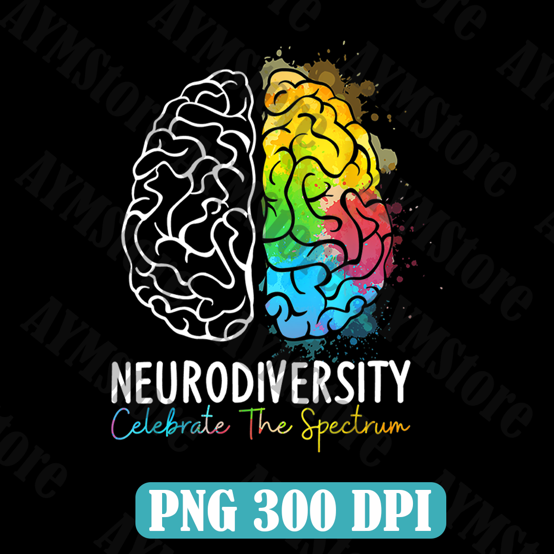 Neurodiversity Autism Spectrum ASD ADHD Rainbow Brain Png, A - Inspire ...