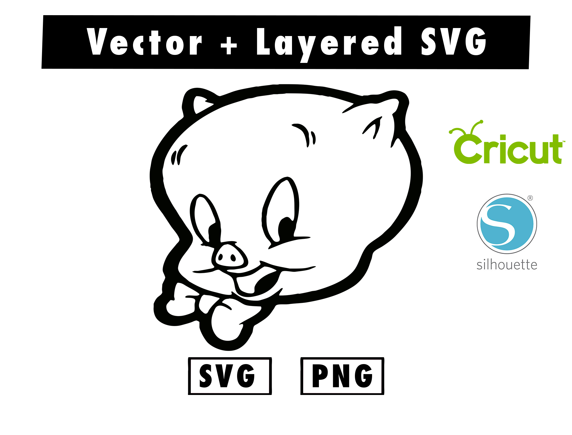 Porky Pig svg and png files for cricut machine , anime svg , | Inspire ...