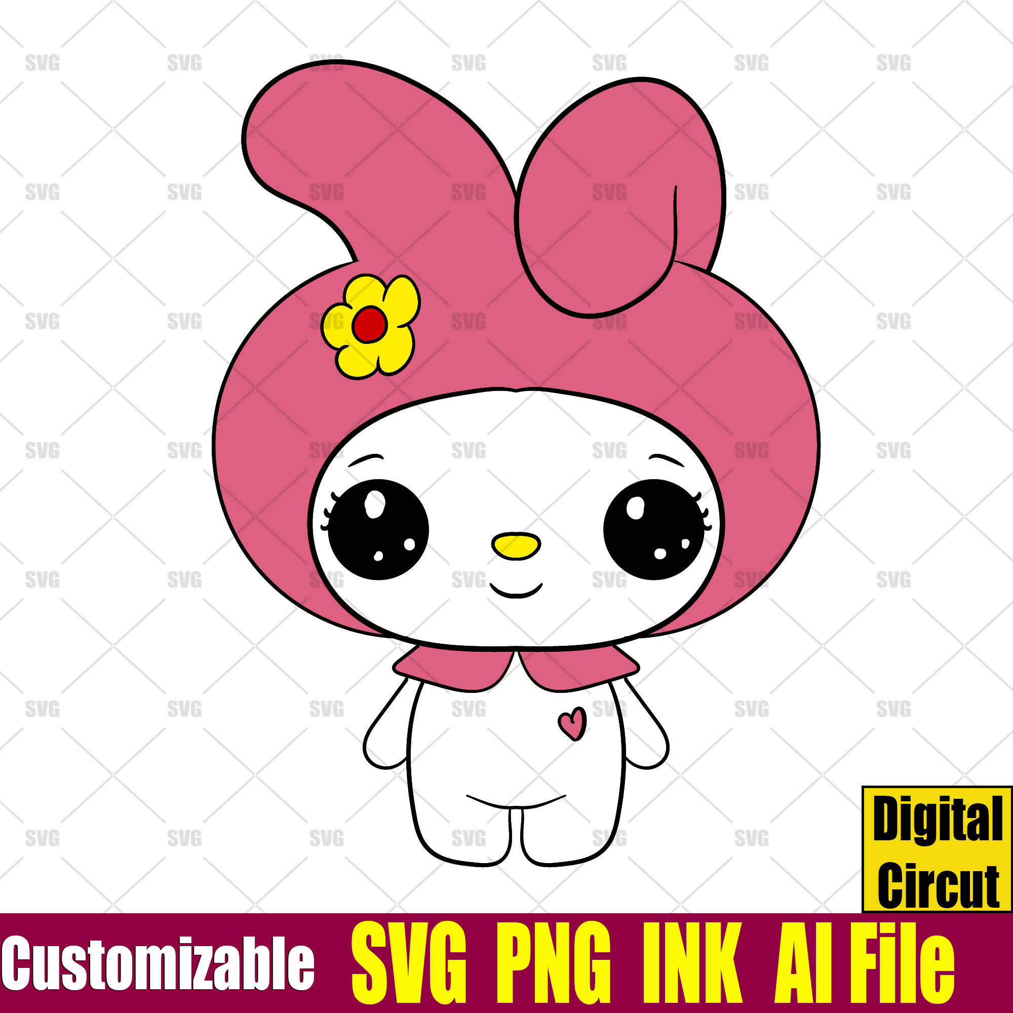 My Melody Easy Sanrio SVG,My Melody Easy Sanrio ink Png co | Inspire Uplift