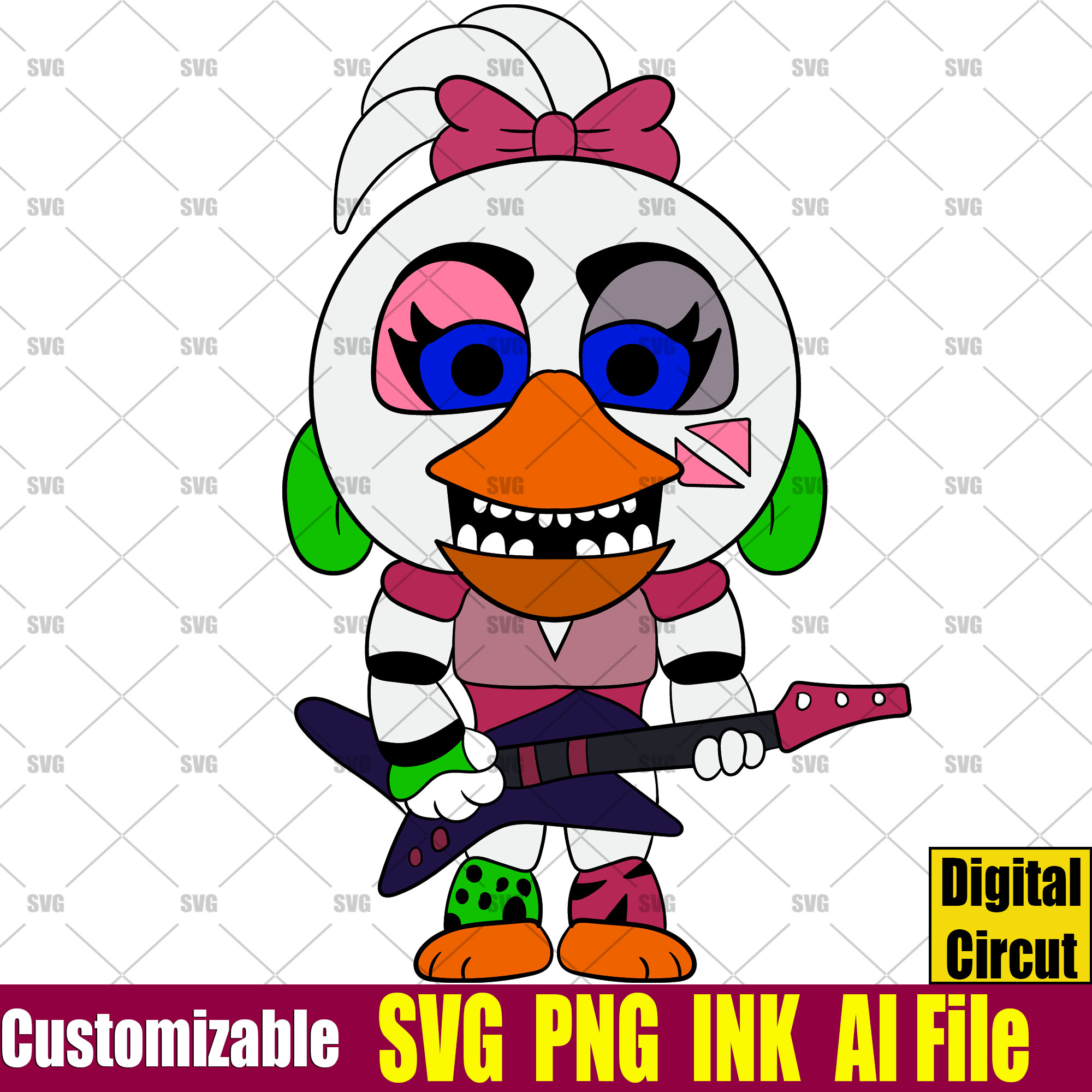 Glamrock Chica Five Nights At Freddy's Security Svg,Glamro | Inspire Uplift