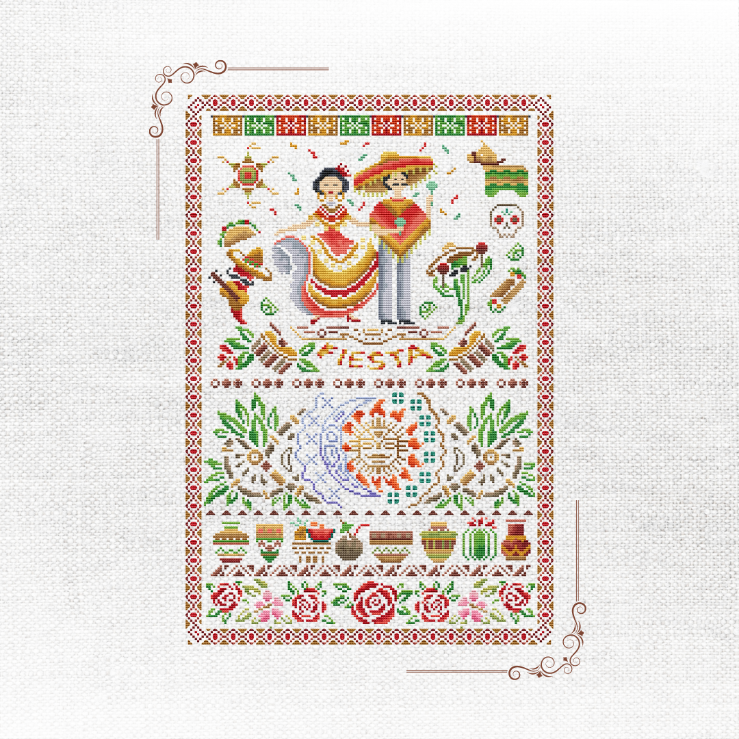 Fiesta Mexicana Cross Stitch Pattern - Traditional Mexican P | Inspire ...