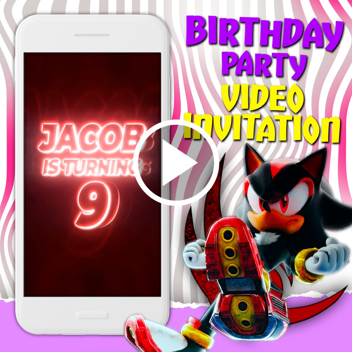 Shadow the hedgehog video invitation, Sonic Shadow birthday - Inspire ...