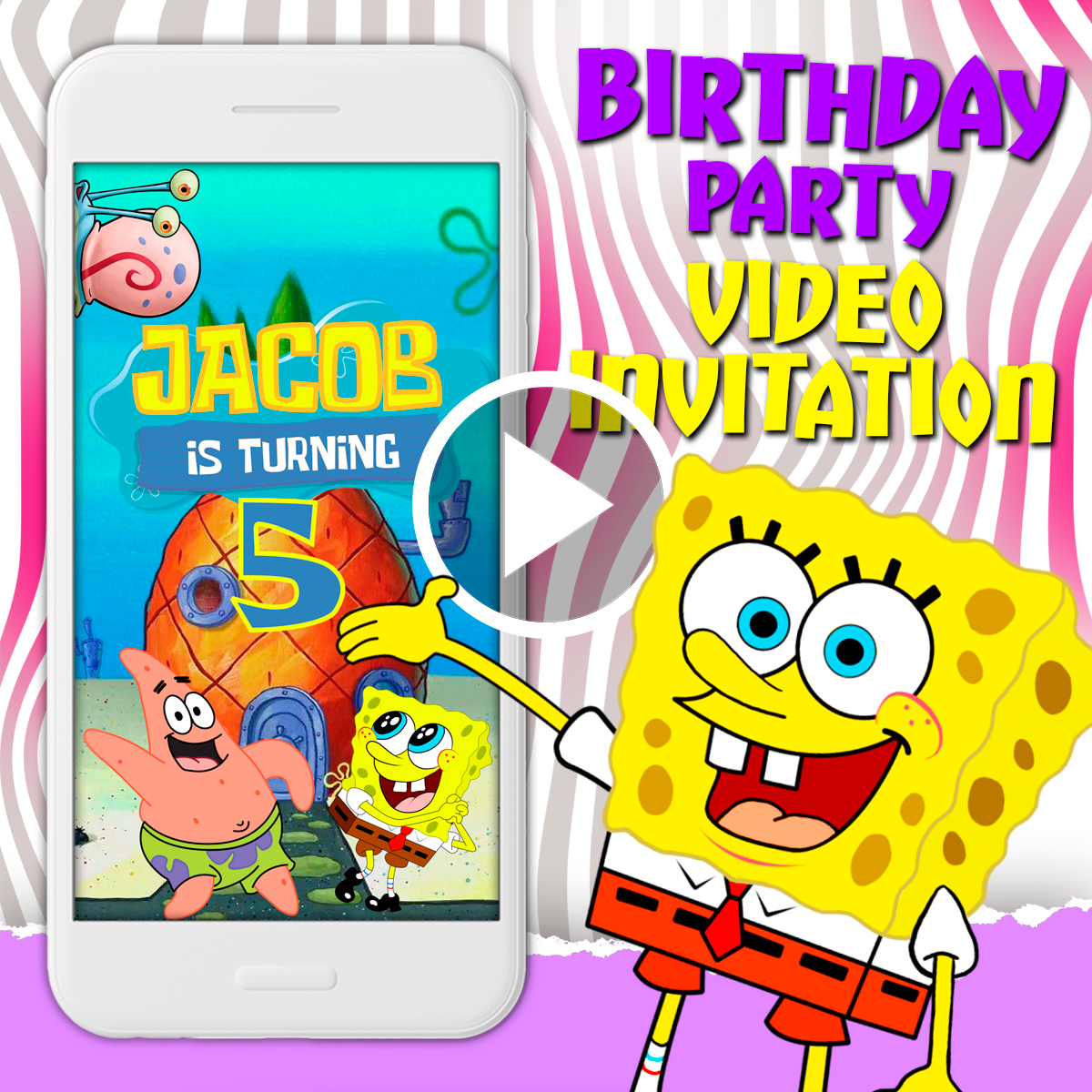 SpongeBob video invitation, SpongeBob birthday party animate - Inspire ...