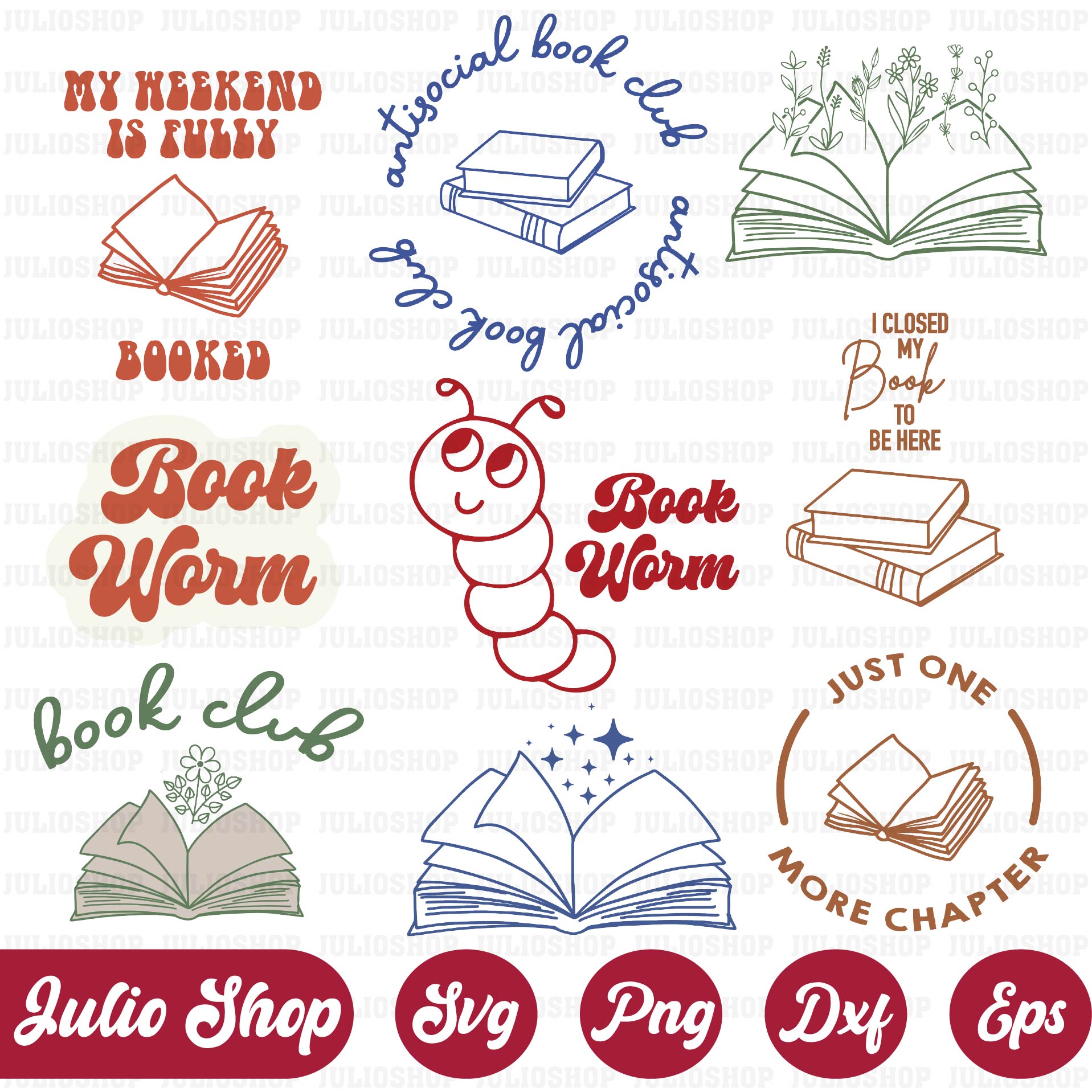 Reading Book Svg Bundle For Cricut, Book Lovers Svg, Floral | Inspire ...