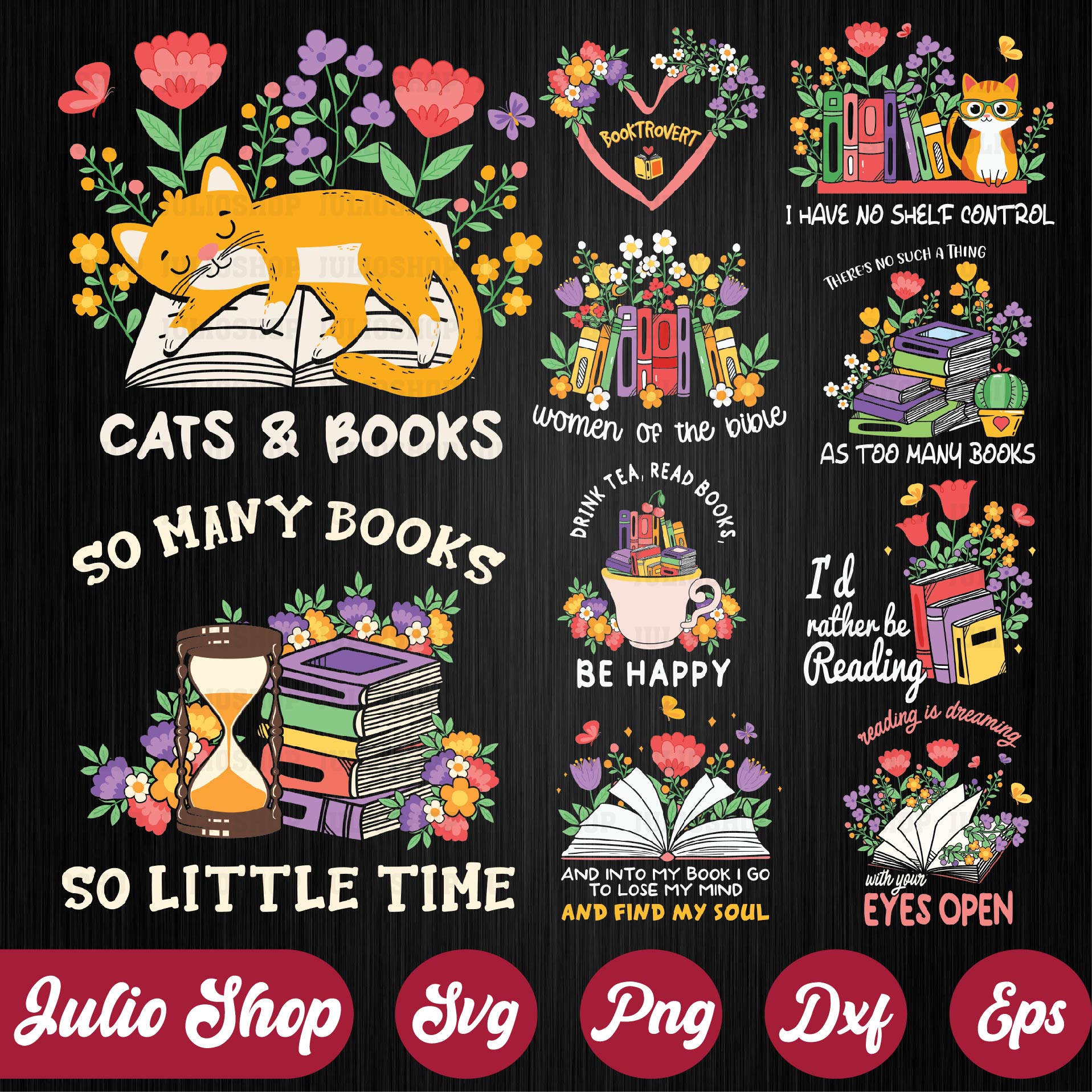 Floral Book Svg, Book Svg, Book With Flowers Svg, Reading Sv - Inspire ...