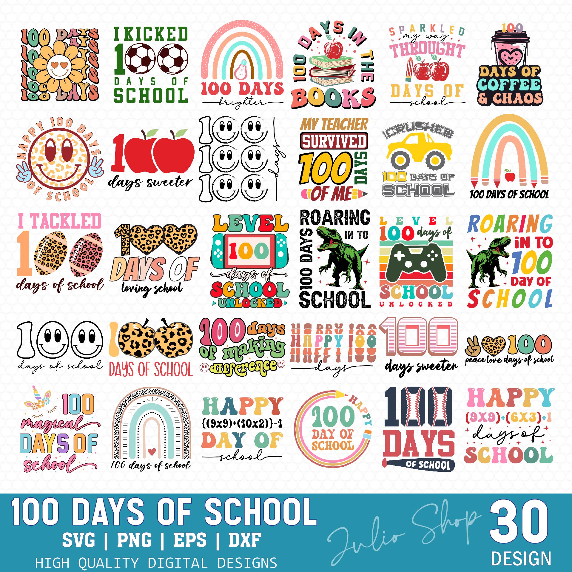 100 Days Of School Svg Bundle, 100th Day Of School Teacher S - Inspire ...