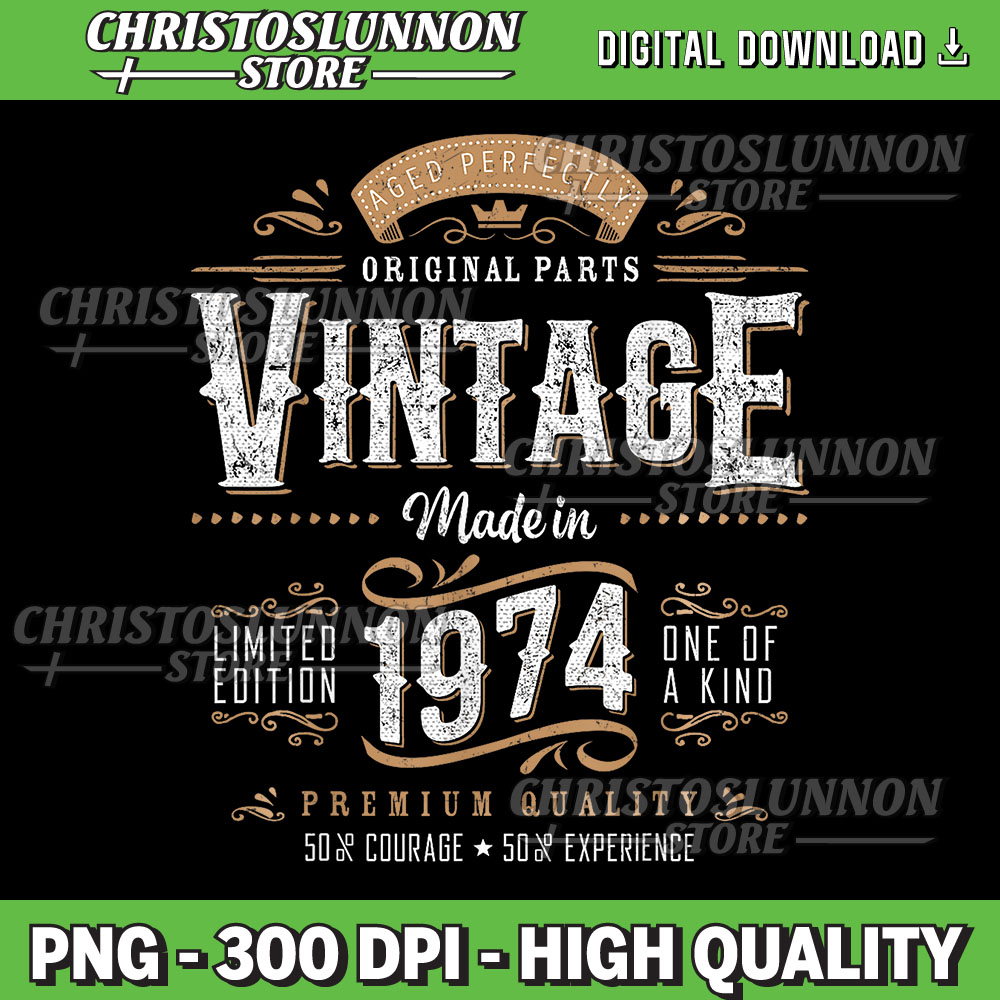 Vintage 1974 50th Birthday Decoration Png, 50 Year Old Gifts | Inspire ...