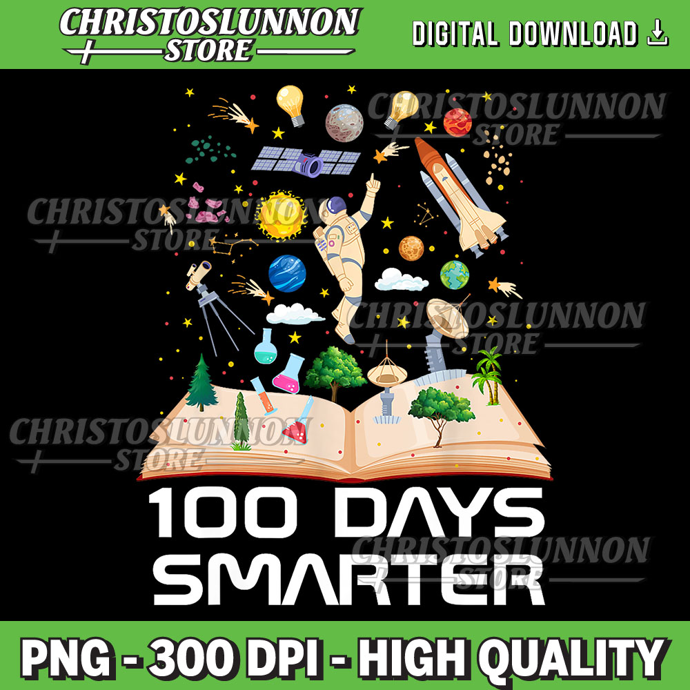 100th Day Of School Png, 100 Days Smarter Books Space Lover | Inspire ...