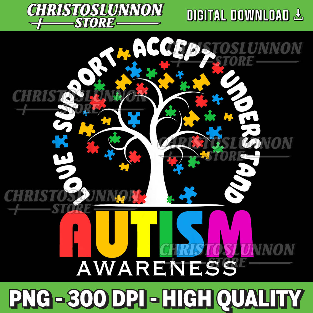 Autism Awareness Tree Png, Love Support Accept Understand, A - Inspire ...