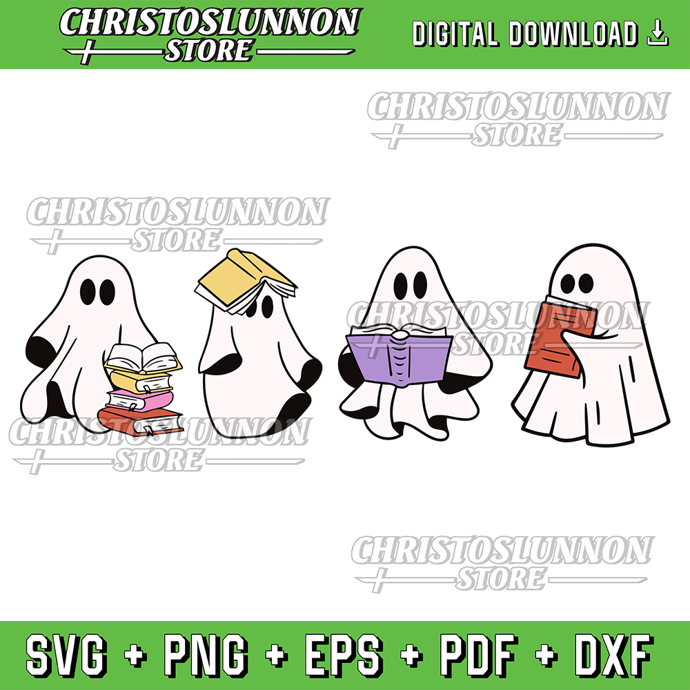 Funny Ghost Book Reading Halloween Books Lover Svg, Bookish | Inspire ...
