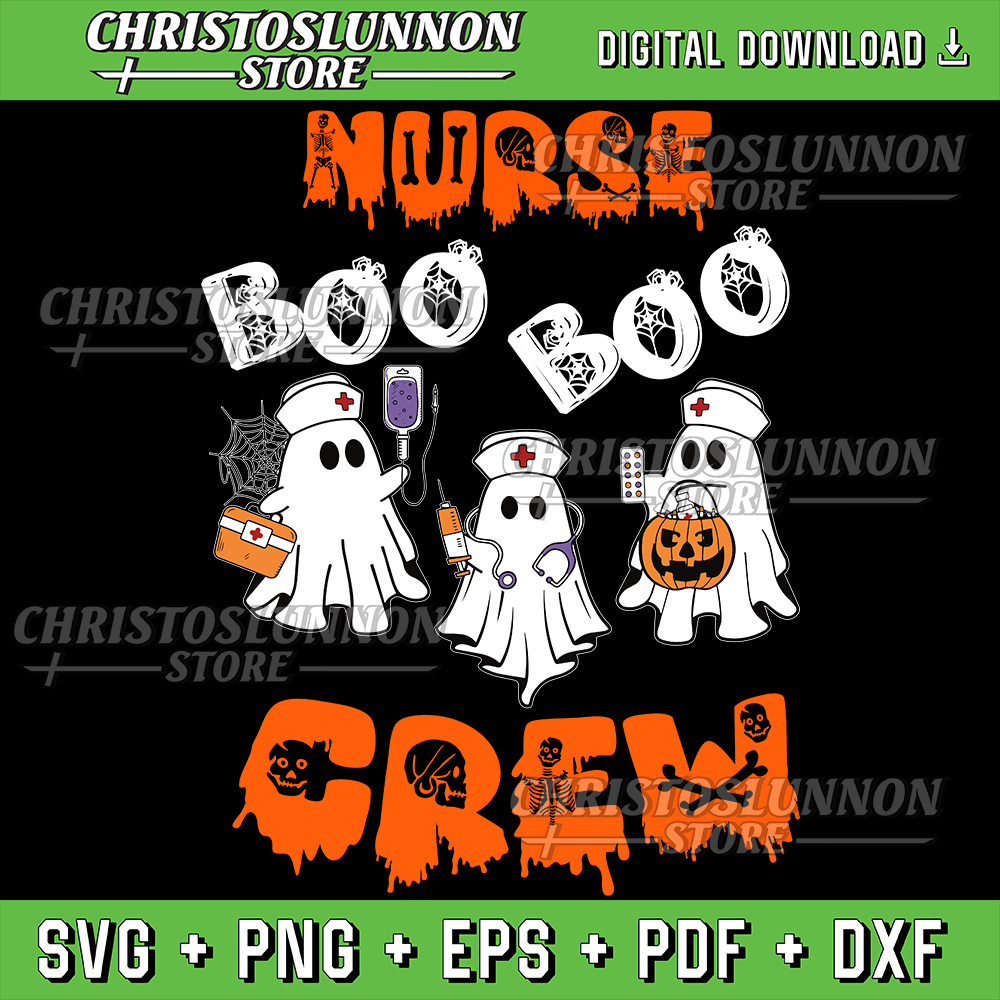Boo Nurse Scrub Funny Ghost Halloween Costumes Svg, Ghost Nu | Inspire ...