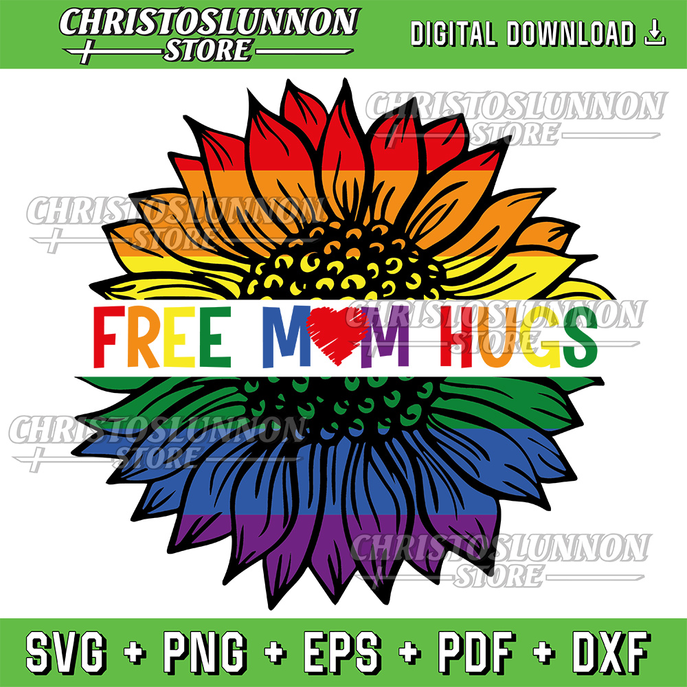 Free Mom Hugs Svg, LGBT Pride Mom Daisy Rainbow Flower Mothe | Inspire Uplift