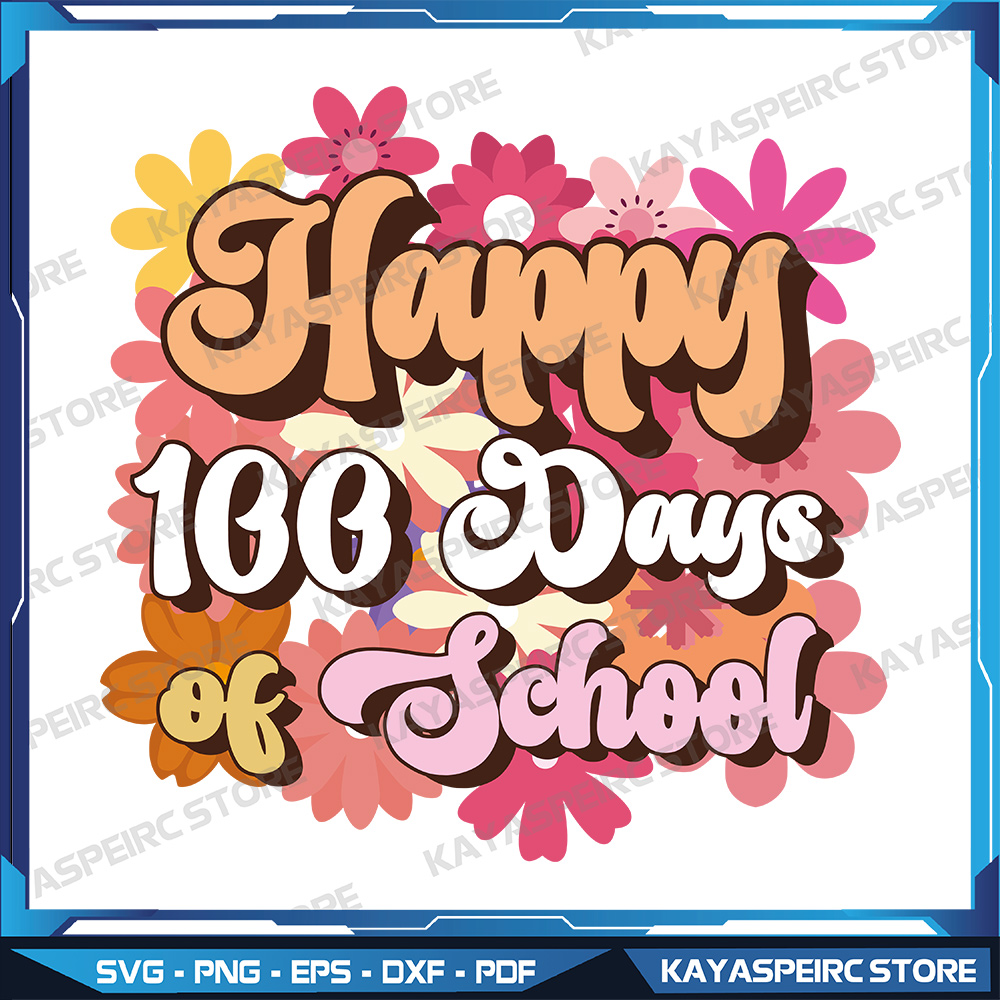 Retro 100 Days of School Teachers Kids Groovy Svg, 100th Day | Inspire ...