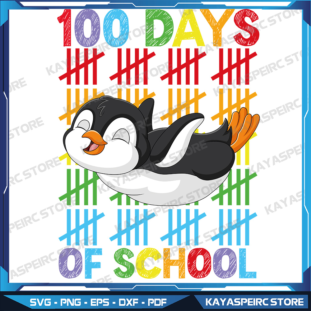 100 Days of School Penguin Lover Boys Girls Svg, 100th Day S | Inspire ...