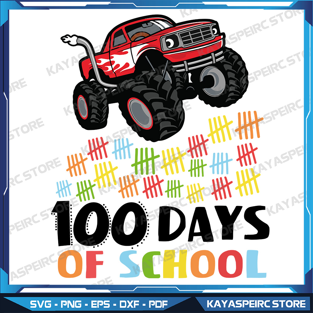 100 Days of School Monster Truck Svg, 100th Day of School Bo | Inspire ...