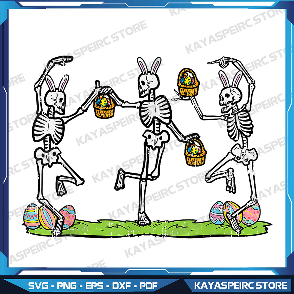 Easter Skeletons Dancing Png, Funny Bunny Bones Png, Retro E | Inspire ...