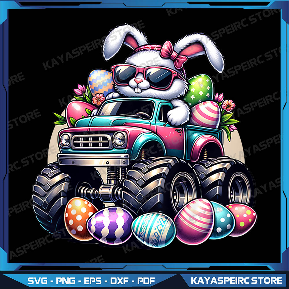 Kids Happy Easter Bunny Monster Truck Png, Easter Egg Png, H | Inspire ...