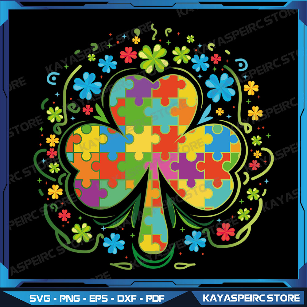 St Patricks Day Autism Awareness Shamrock Puzzle Svg, Awaren - Inspire ...