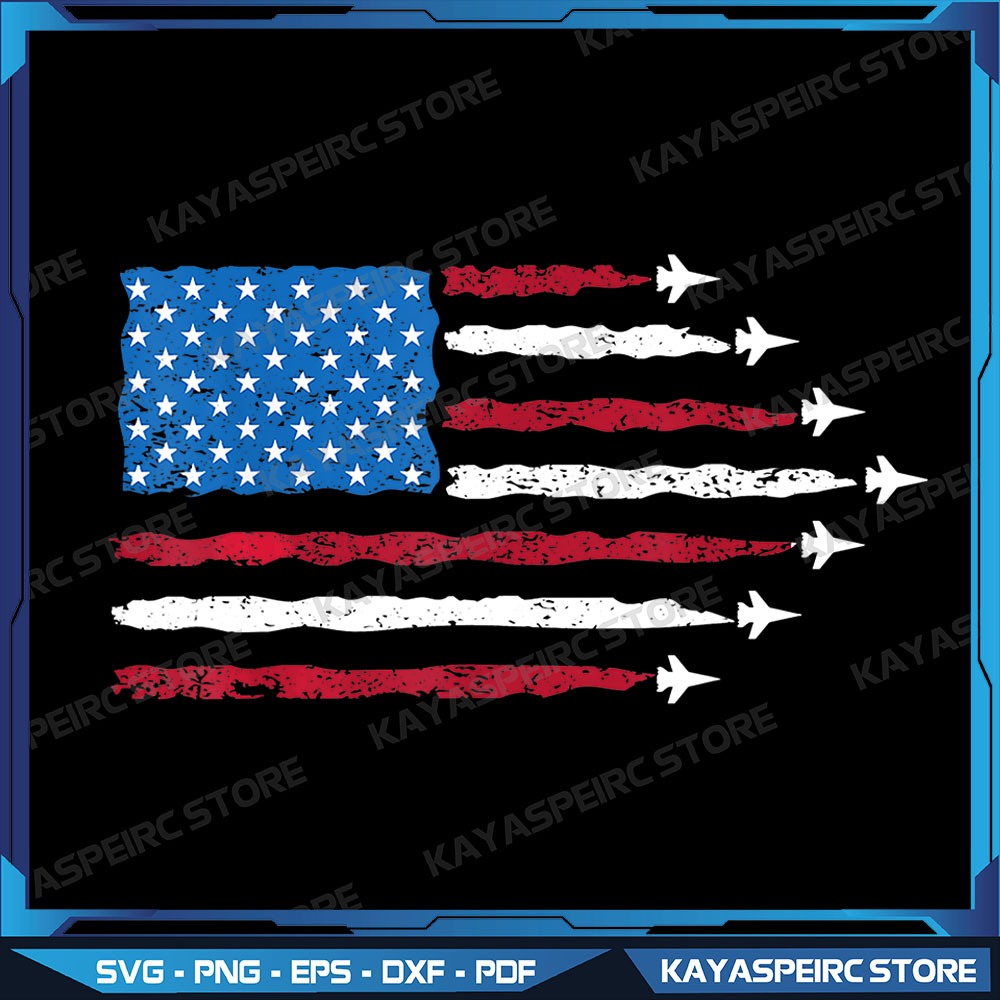 Patriotic Red White Blue USA Flag Fighter Jets 4th of July P - Inspire ...