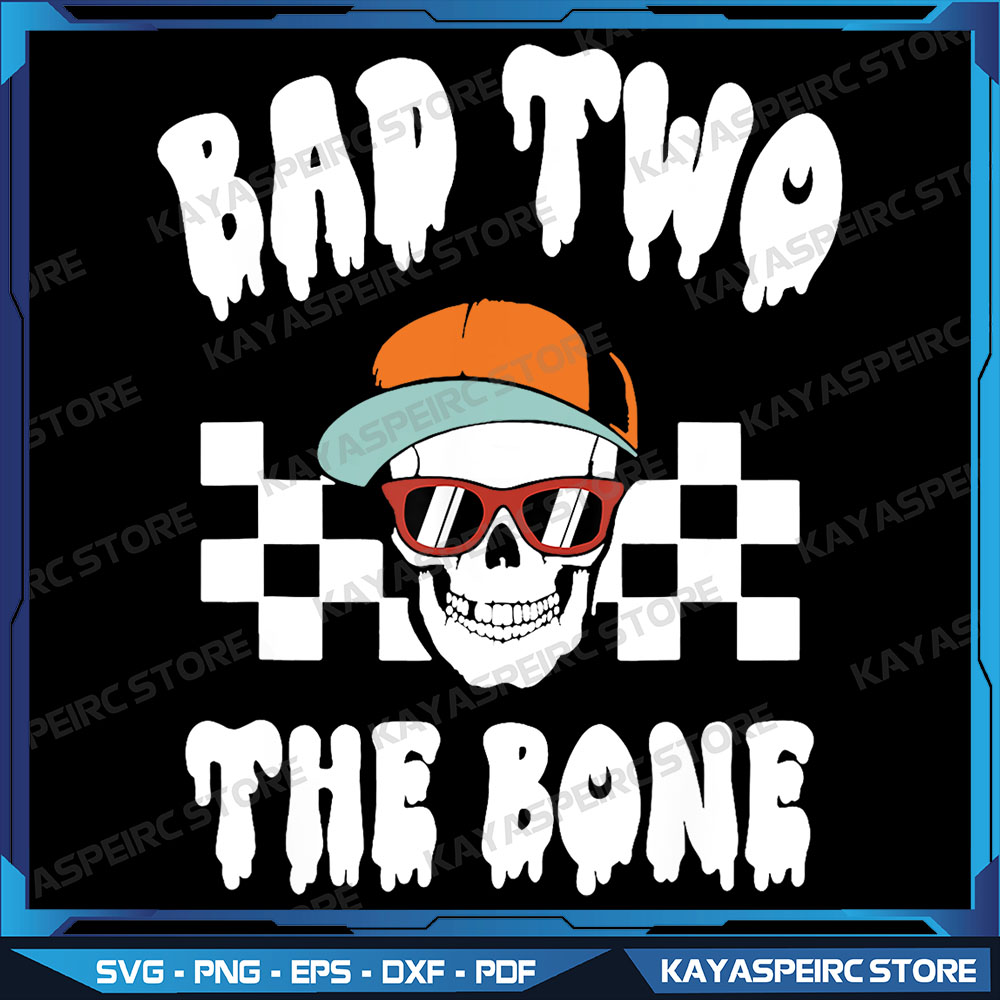 Bad Two The Bone Funny 2nd Birthday Halloween Skeleton Boy P | Inspire ...