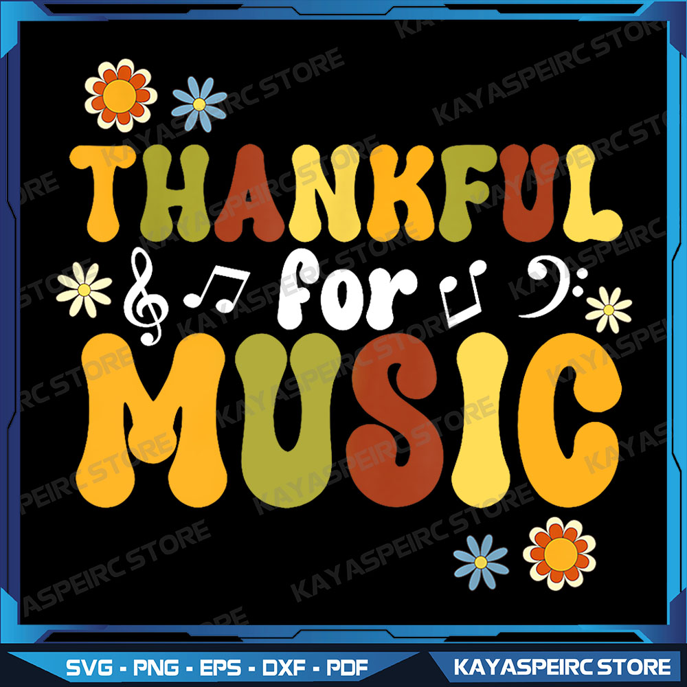 Retro Thankful For Music Floral Music Teacher Thanksgiving P | Inspire ...