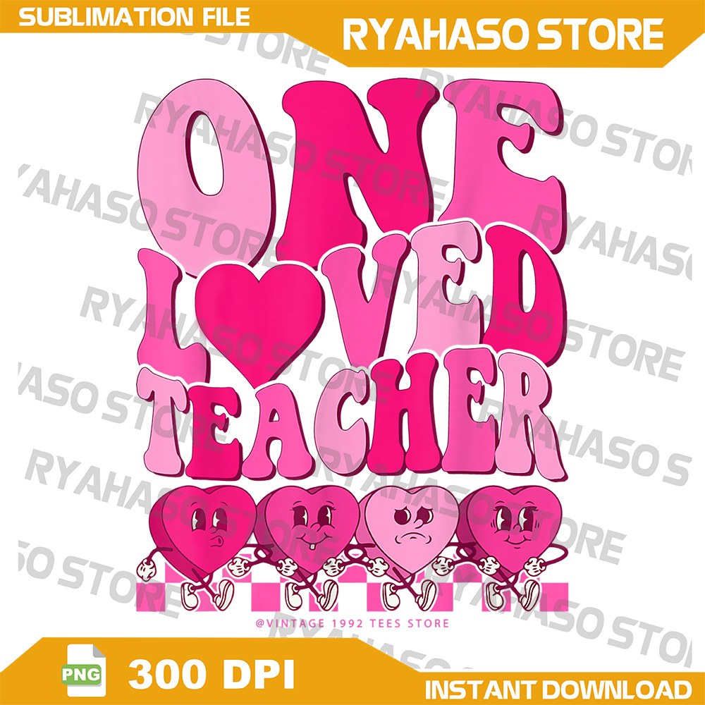 Retro Groovy Teacher Valentines Day Hearts One Loved Teacher | Inspire ...