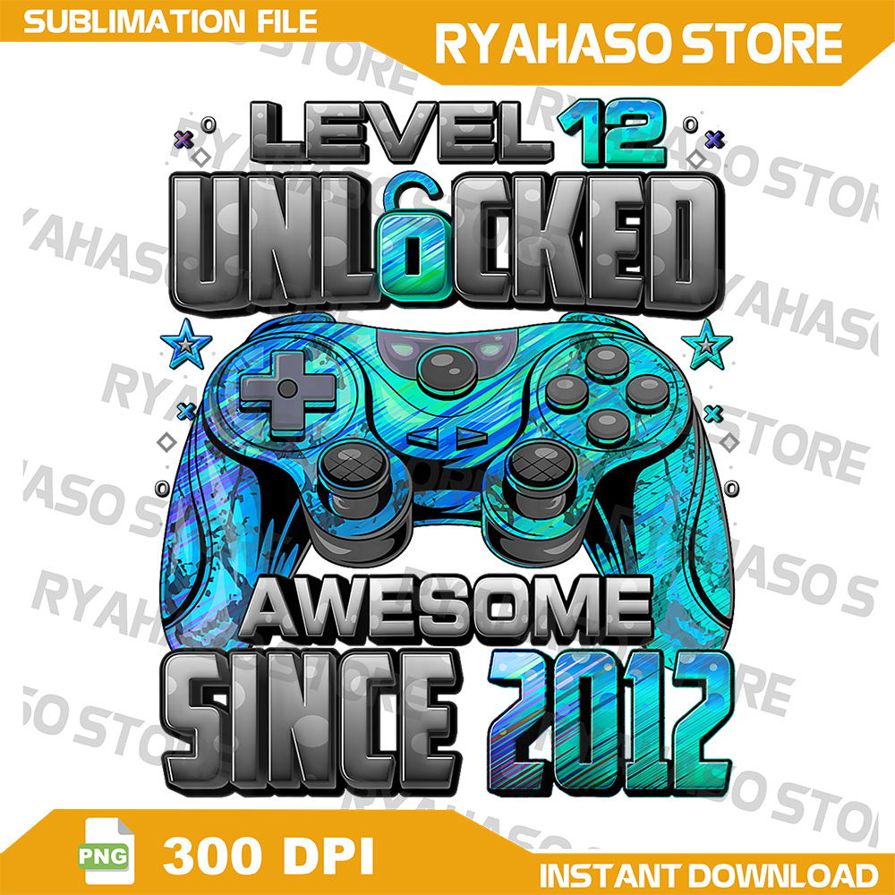 Level 12 Unlocked Awesome Since 2012 12th Birthday Gaming Pn | Inspire ...