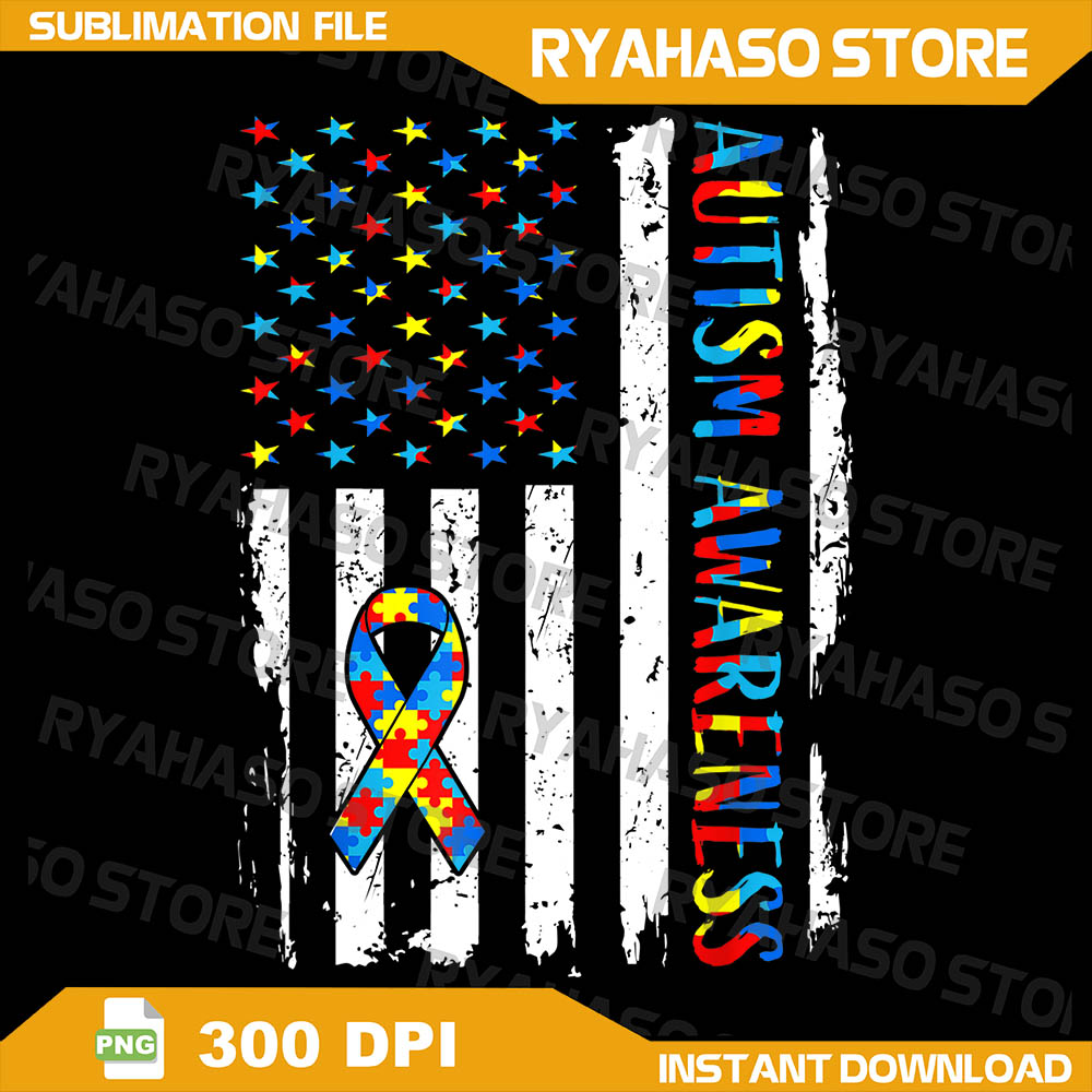 Autism Awareness Png, Mom Dad USA flag Autistic Awareness Au | Inspire ...