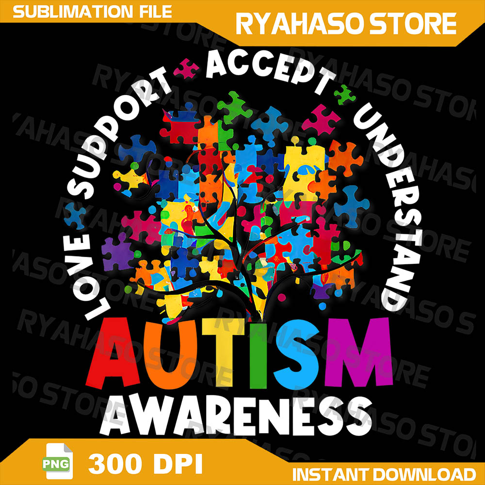 Autism Love Accept Support Autistic Autism Awareness Png, Au | Inspire ...