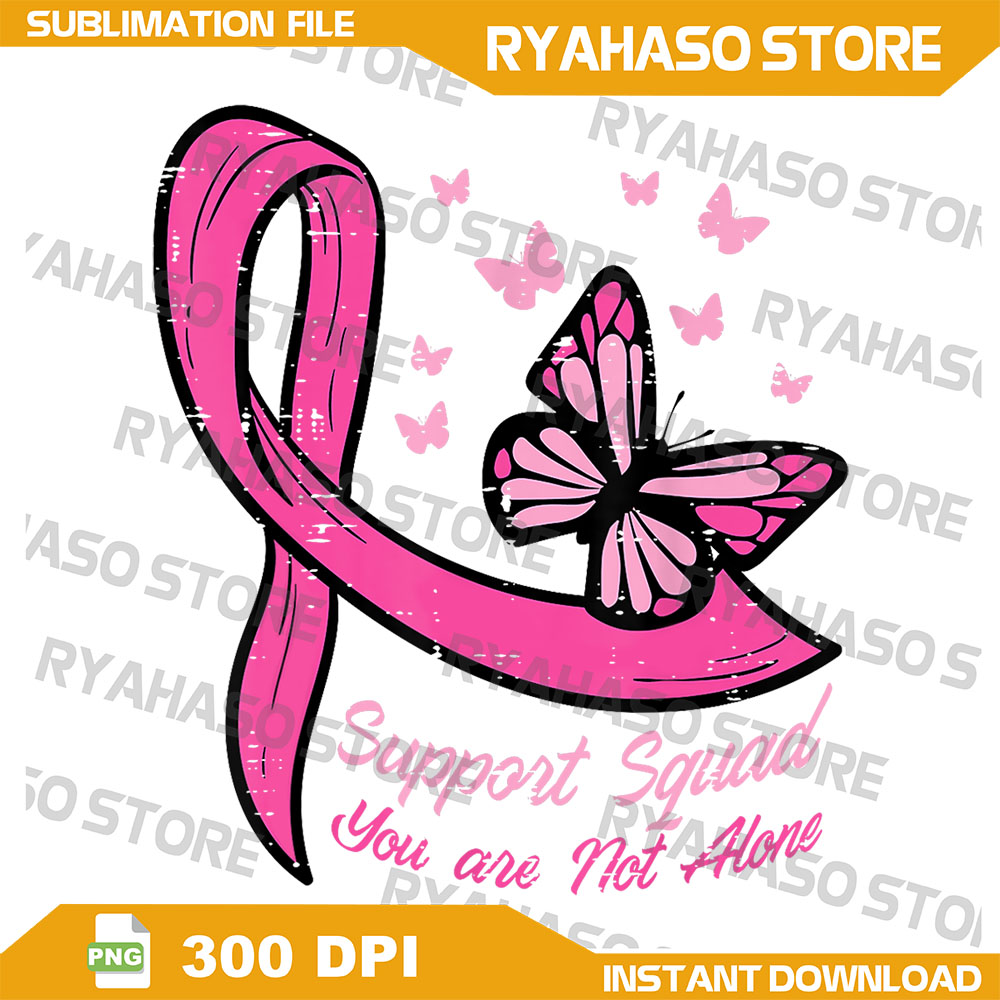 Breast Cancer Ribbon Butterfly Support Squad Png, Together W | Inspire ...