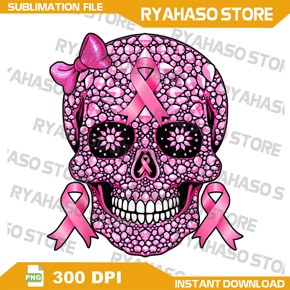 Sugar Skull Pink Ribbon Breast-Cancer-Awareness Png, Breast- | Inspire ...