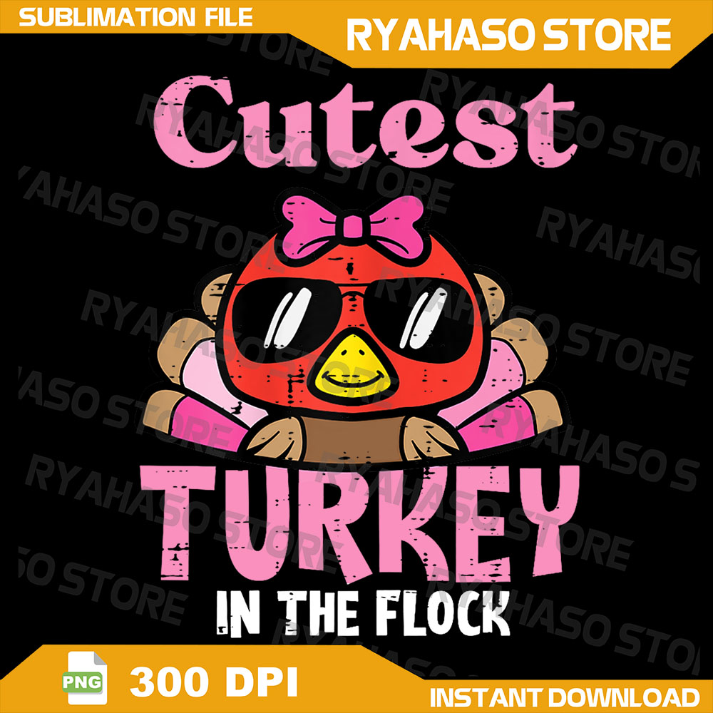 Thanksgiving Cutest Turkey Flock Png, Thanksgiving Png, Cute | Inspire ...