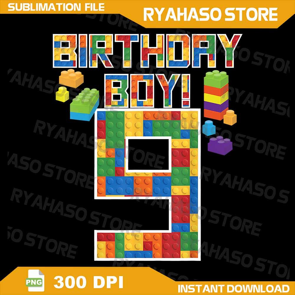 Cute 9th Birthday Gift 9 Years Old Block Building Boys Kids | Inspire ...