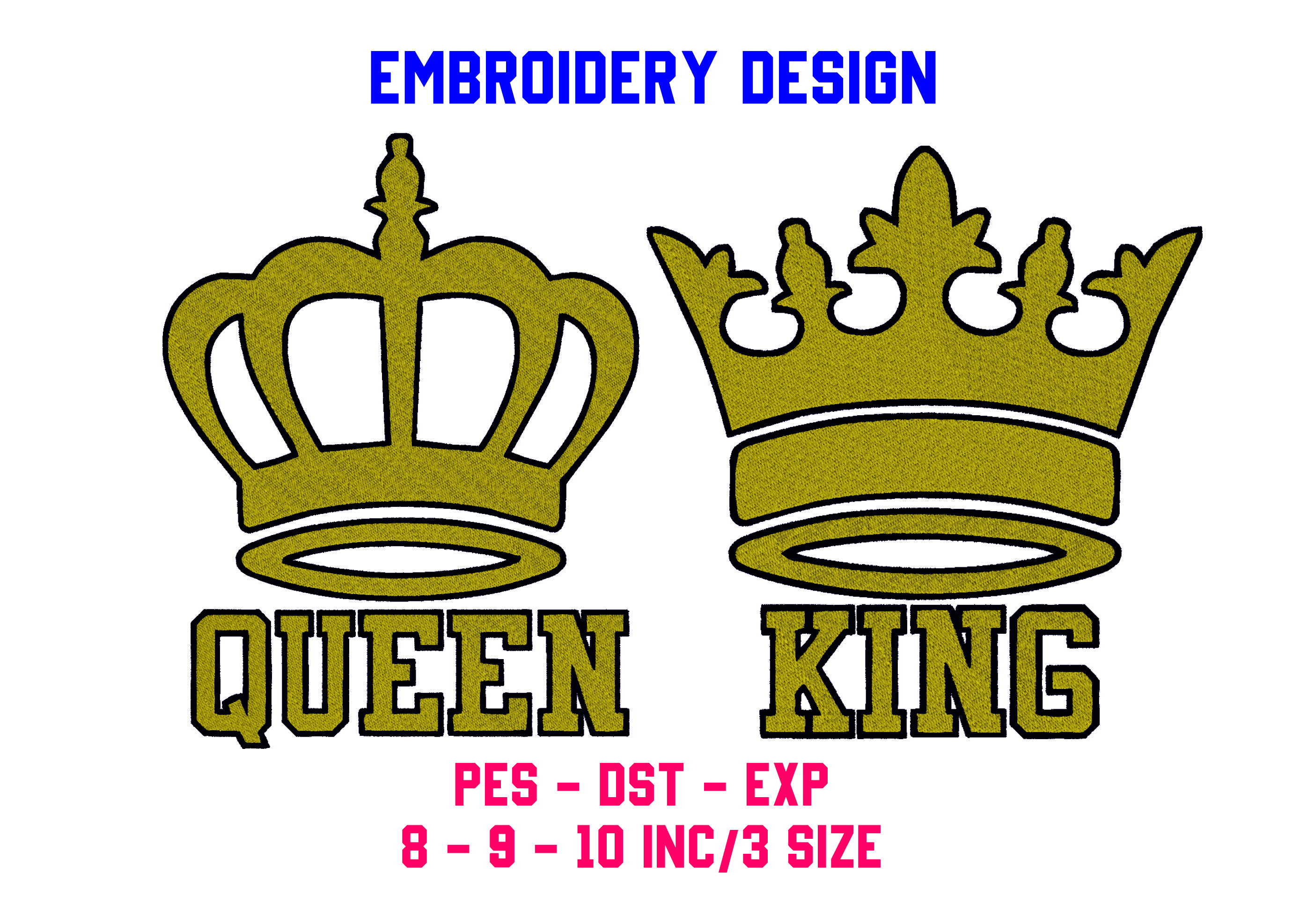 King Crown Queen Crown Embroidery Design, King Crown Embroid | Inspire ...