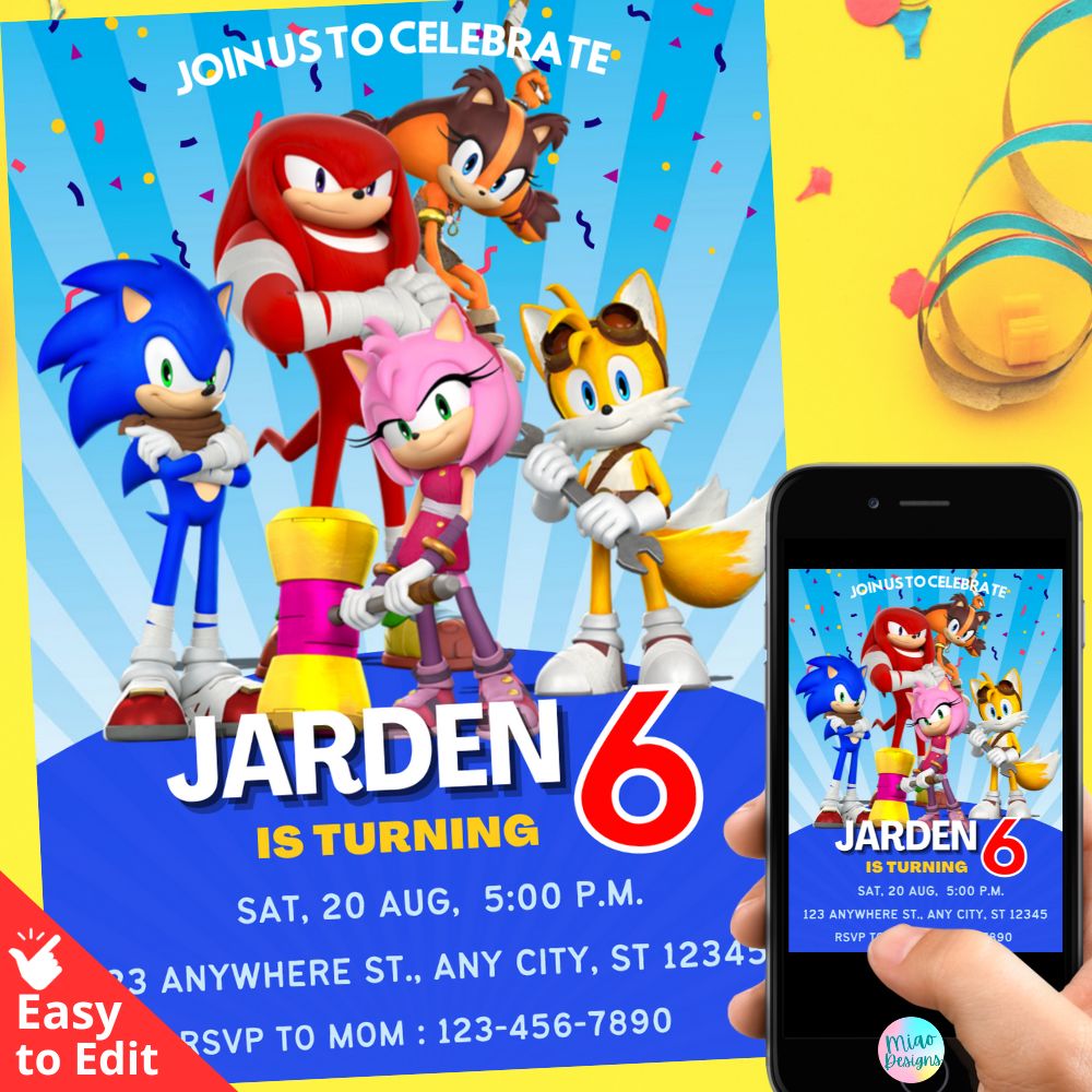 Sonic Party Birthday Invitation Template | Inspire Uplift
