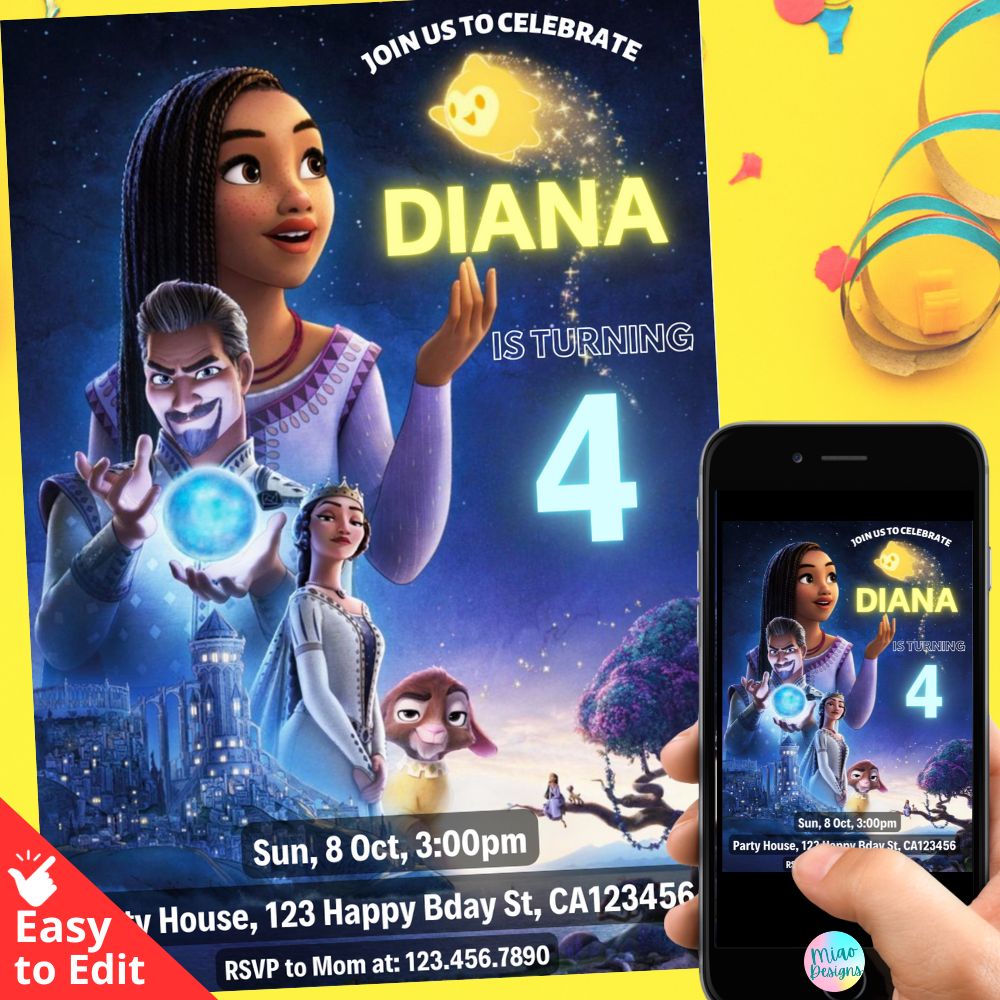 Disney Wish Movie Birthday Invitation Template | Inspire Uplift