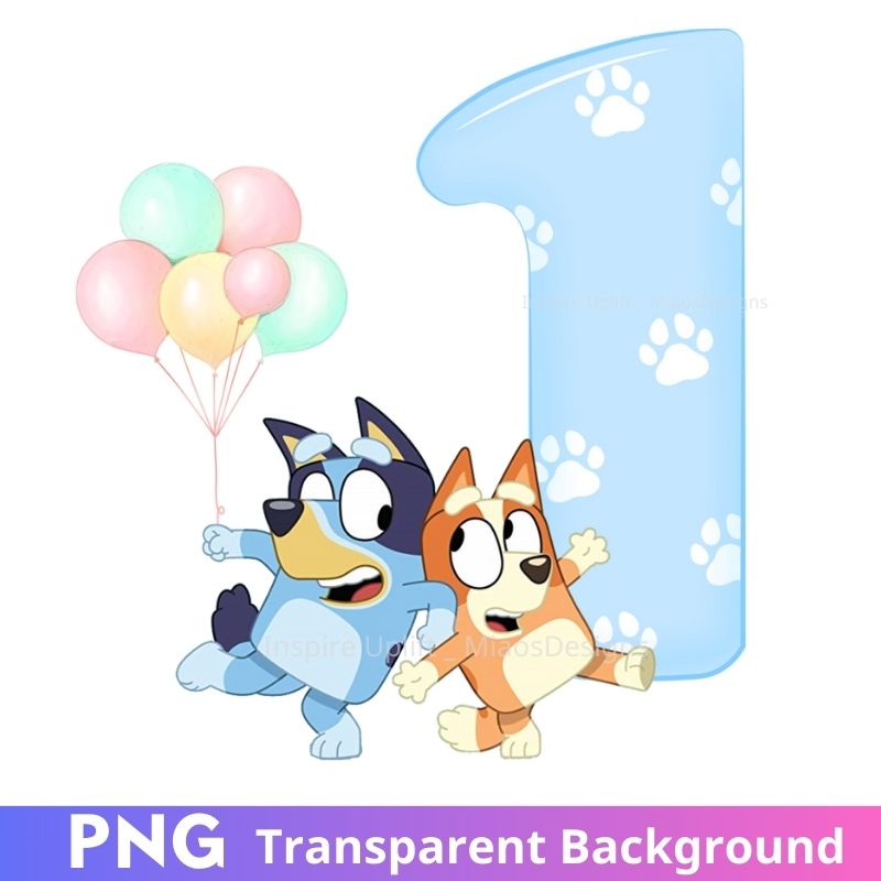 Bluey Baby 1st Birthday One PNG Transparent Image | Inspire Uplift