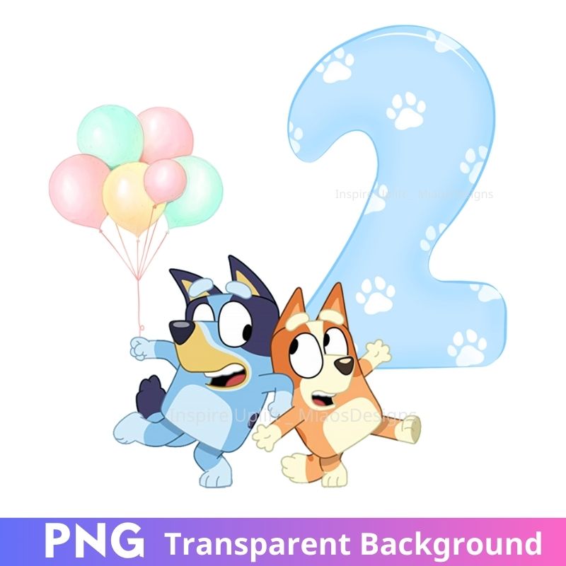 Bluey Baby 2nd Birthday Two PNG Transparent Image | Inspire Uplift