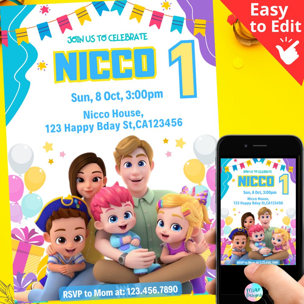 Bebefinn Baby Finn Birthday Party Invitation Template | Inspire Uplift