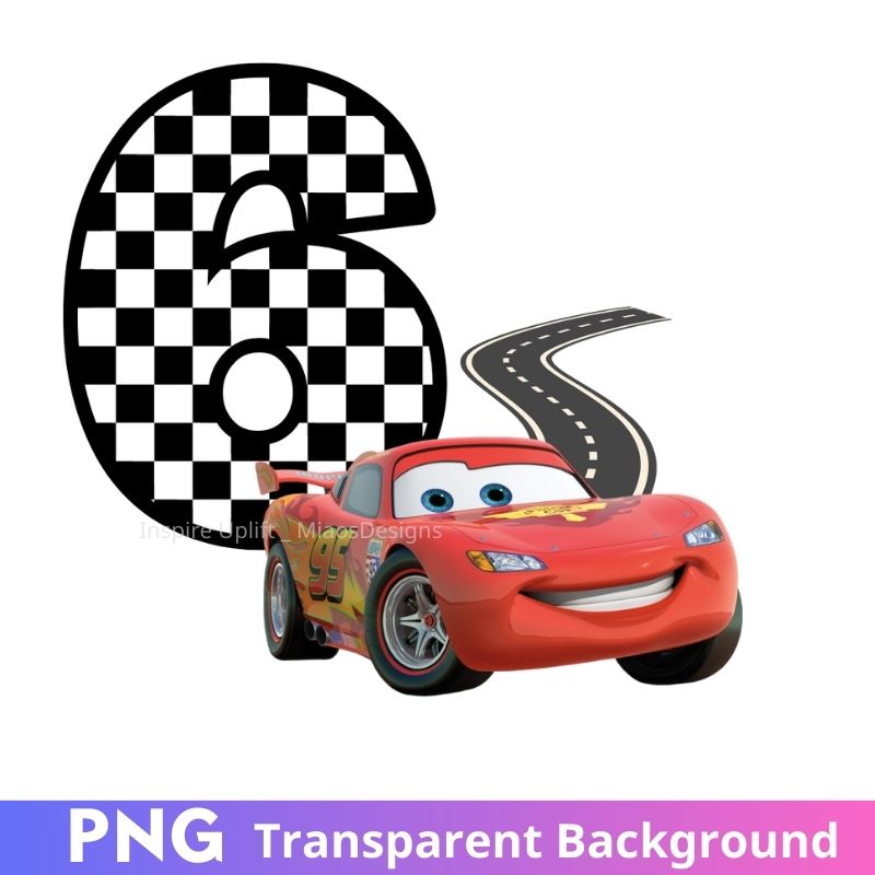 Disney Cars 6th Birthday Six PNG Image Transparent | Inspire Uplift