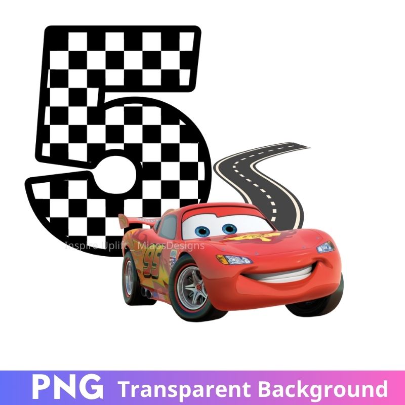 Disney Cars 5th Birthday Five PNG Image Transparent | Inspire Uplift